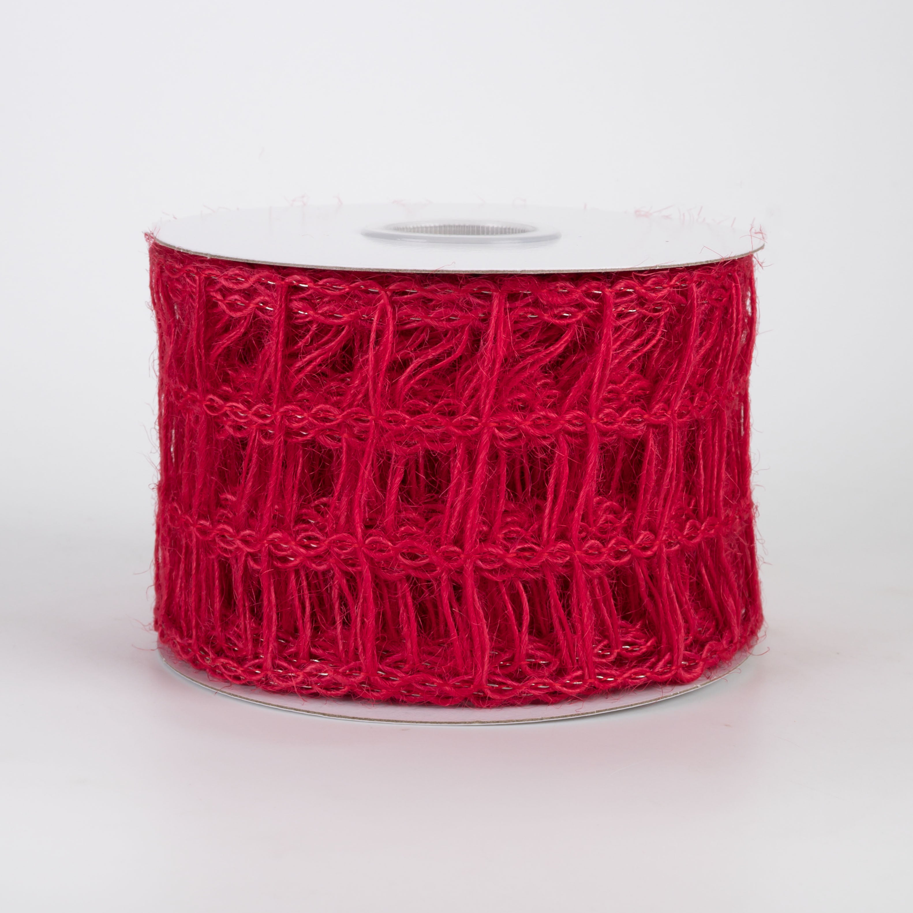 2.5" Open Weave Burlap Jute Ribbon: Red (10 Yards)