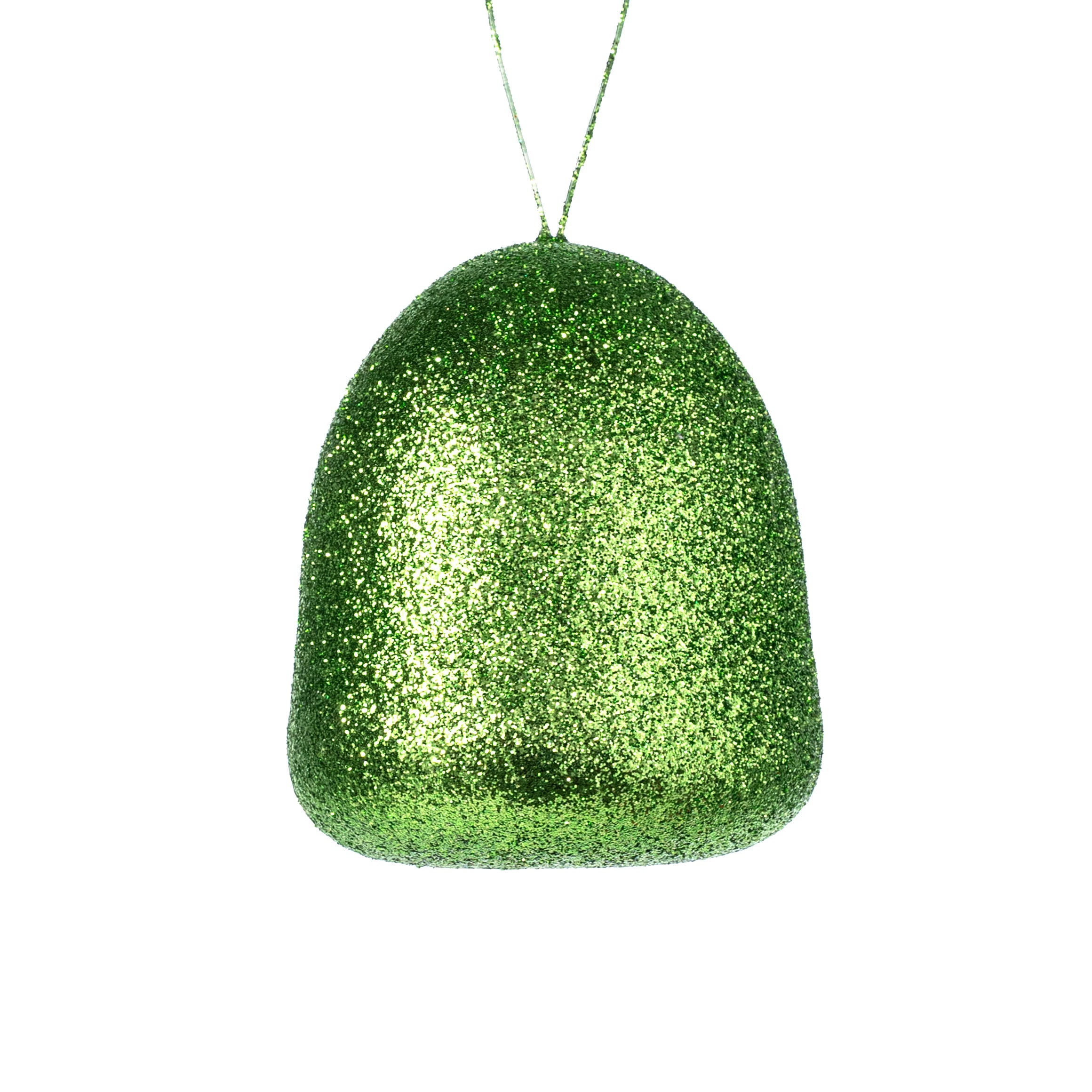 5" Glitter Gumdrop Ornament: Metallic Lime Green