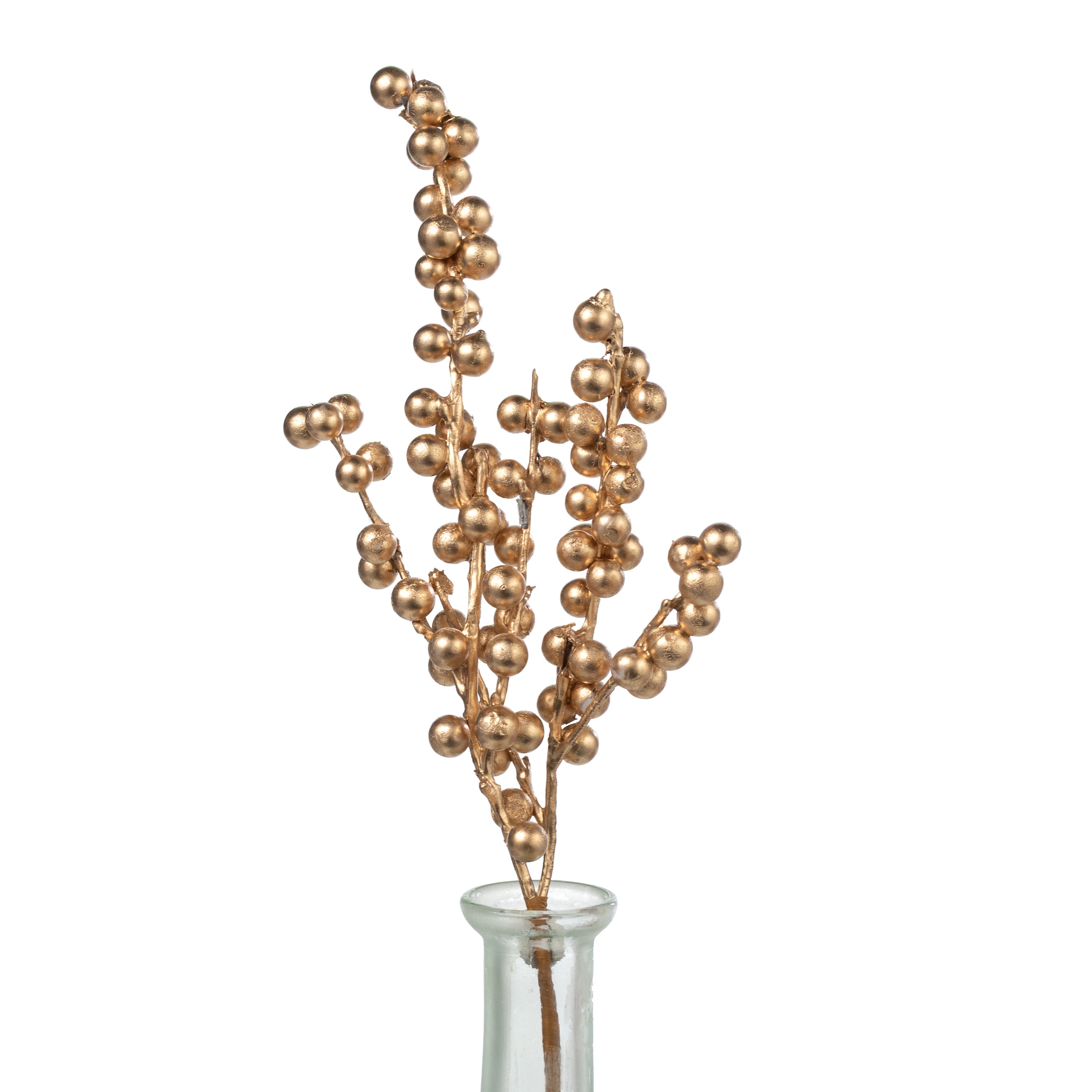 10" Waterproof Berry Clusters Twig Spray: Matte Gold