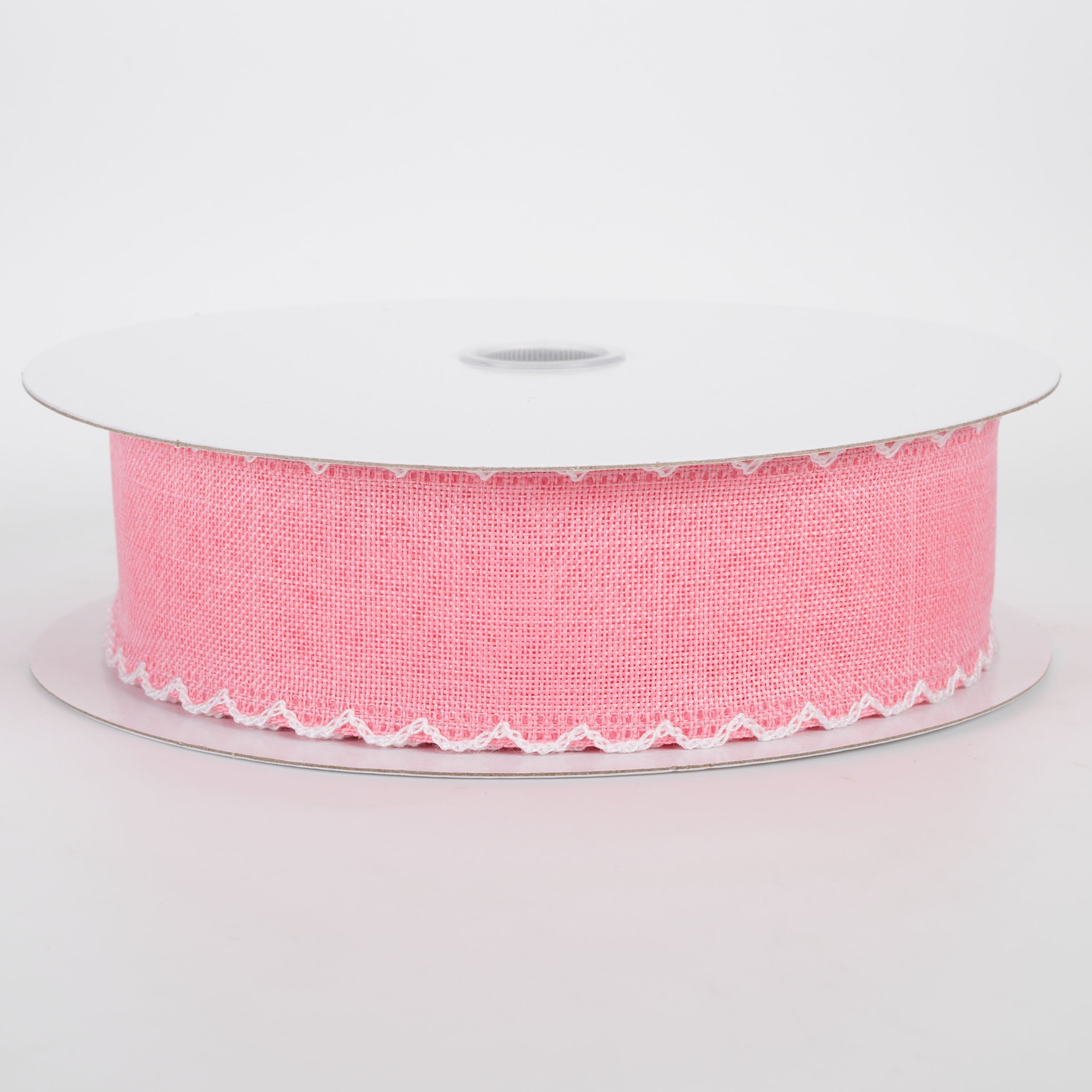 1.5" Scalloped Edge Linen Ribbon: Pink (10 Yards)