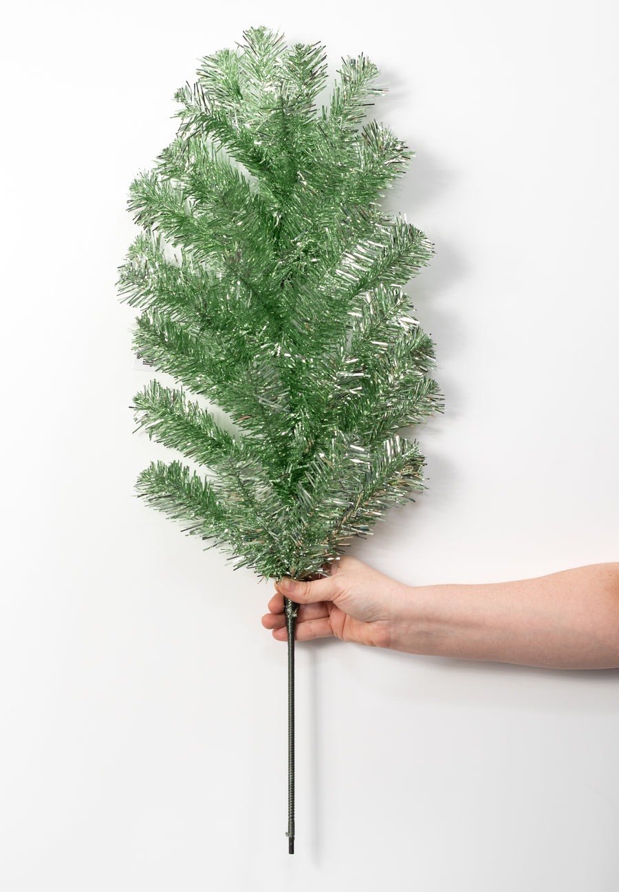 30" Tinsel Pine Spray: Fresh Pine Green