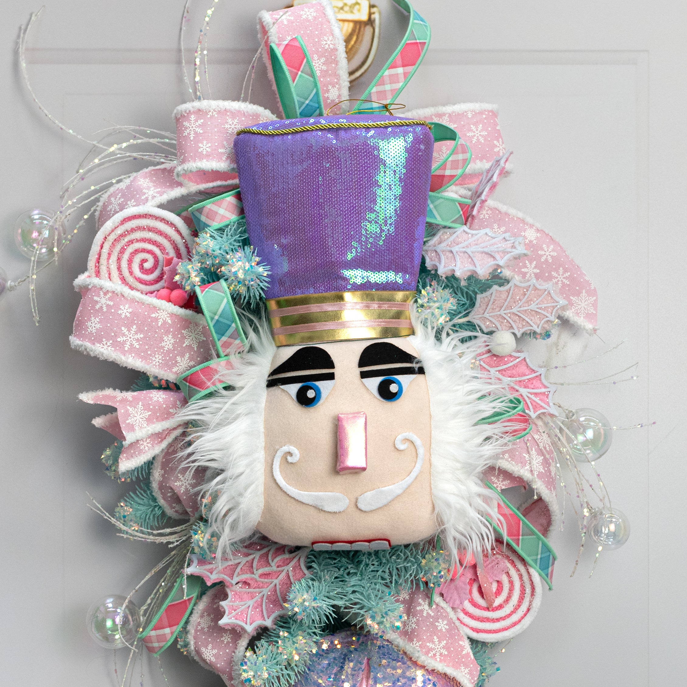 14" Plush Nutcracker Head: Iridescent Pink & Lavender