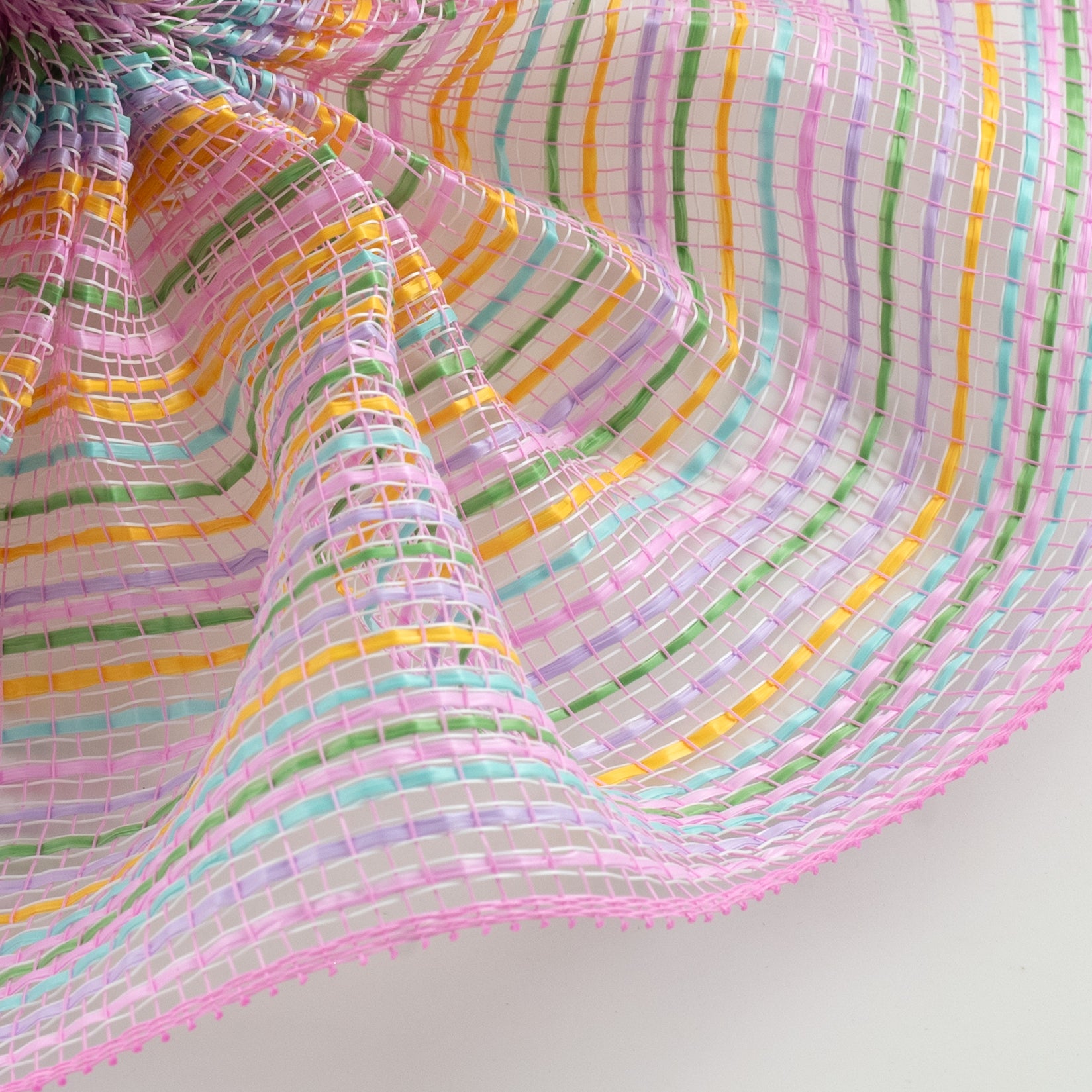 10" Vertical Wide Strip Striation Mesh: Multicolor Pastels