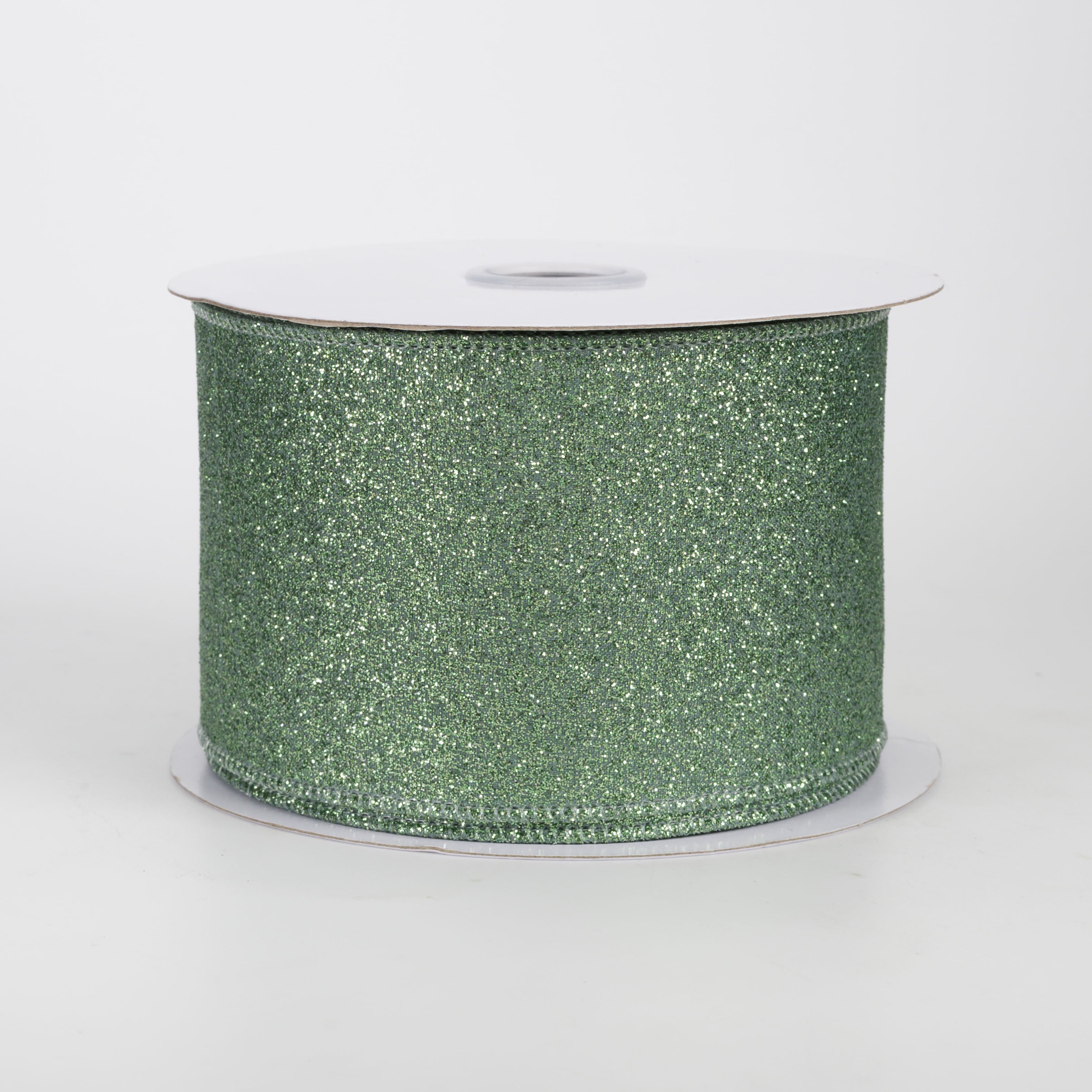 2.5" Shimmer Glitter Ribbon: Sage Green (10 Yards)
