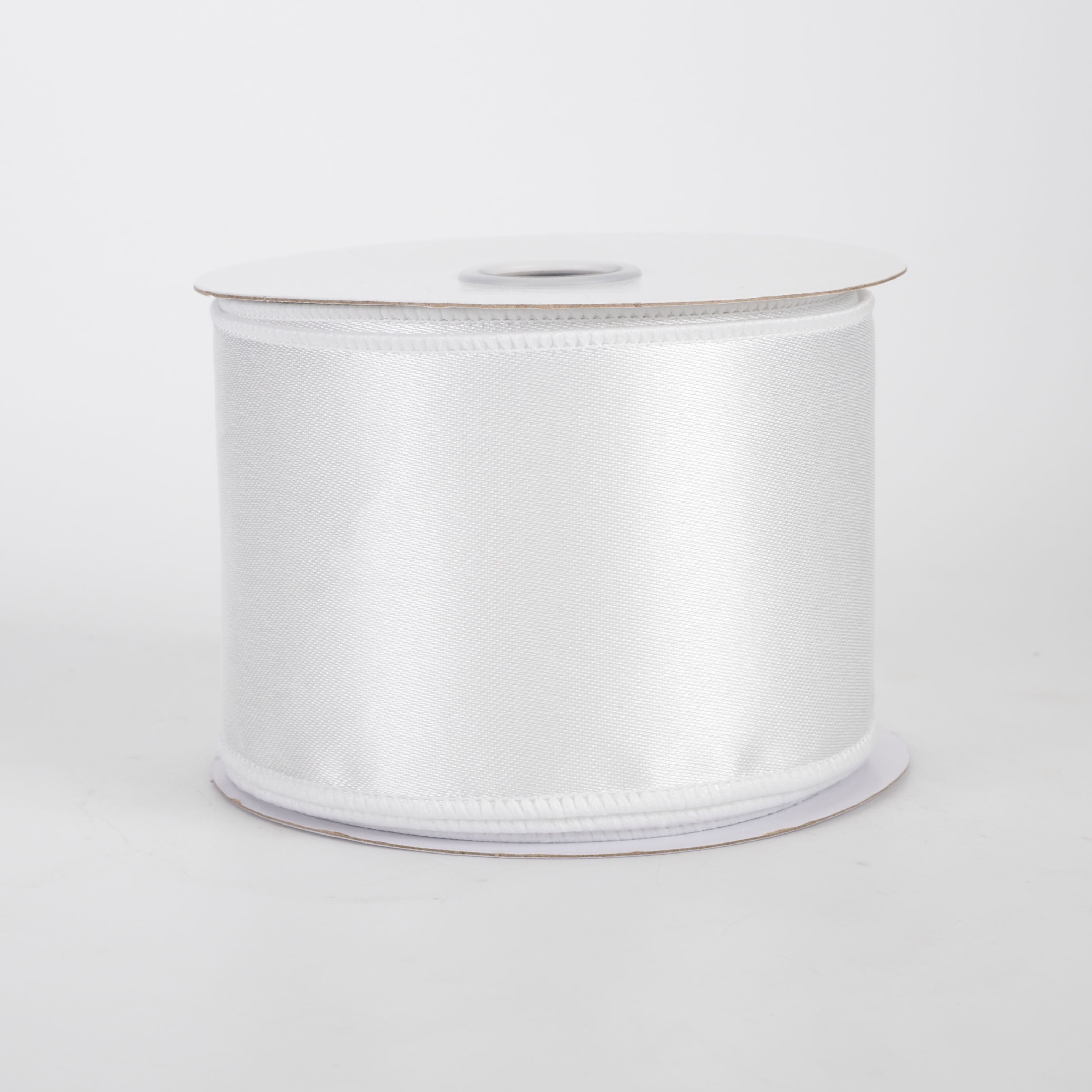 2.5" Single Faced Thick Satin Ribbon: White (10 Yards)