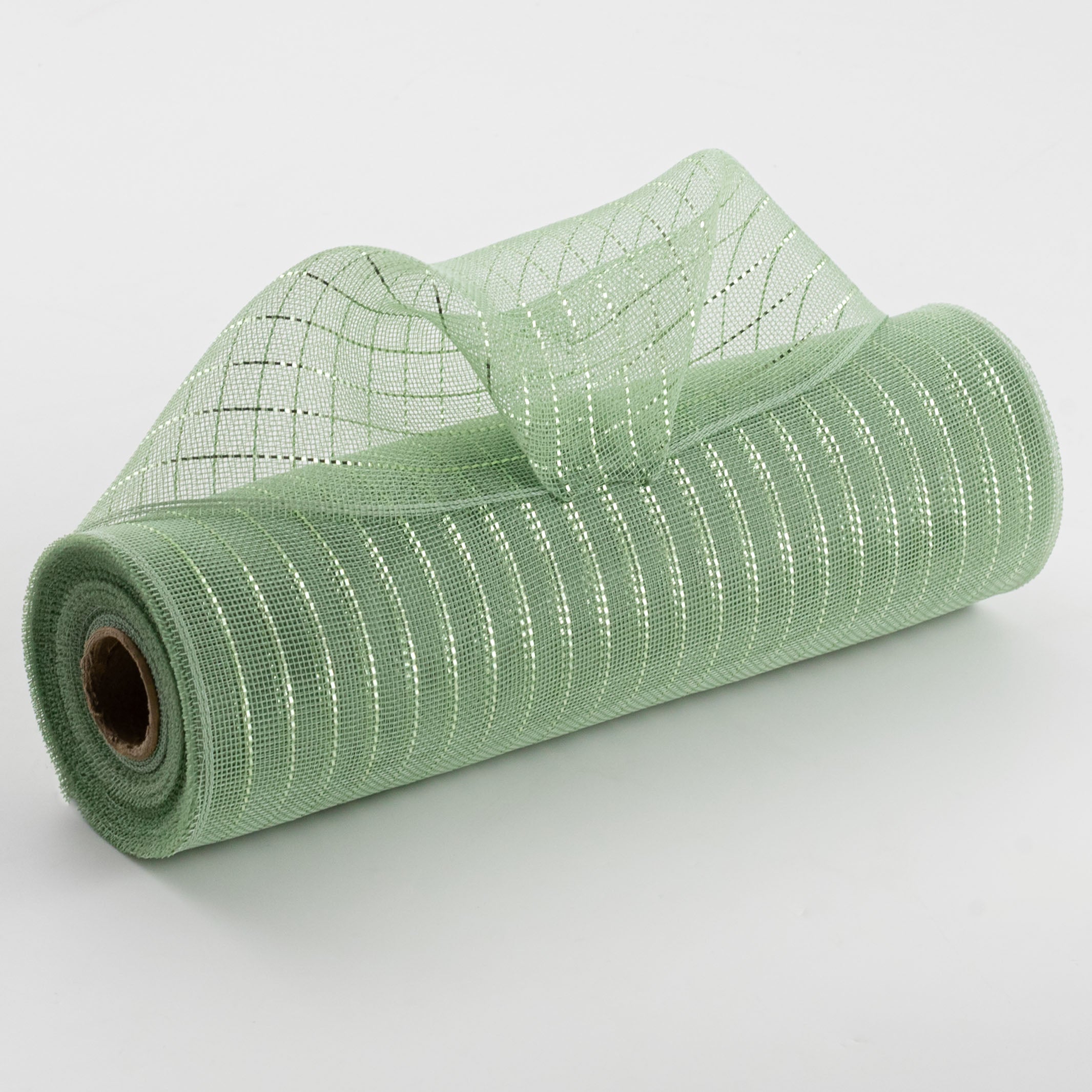 10" Matte Metallic Fine Weave Deco Mesh: Sage Green