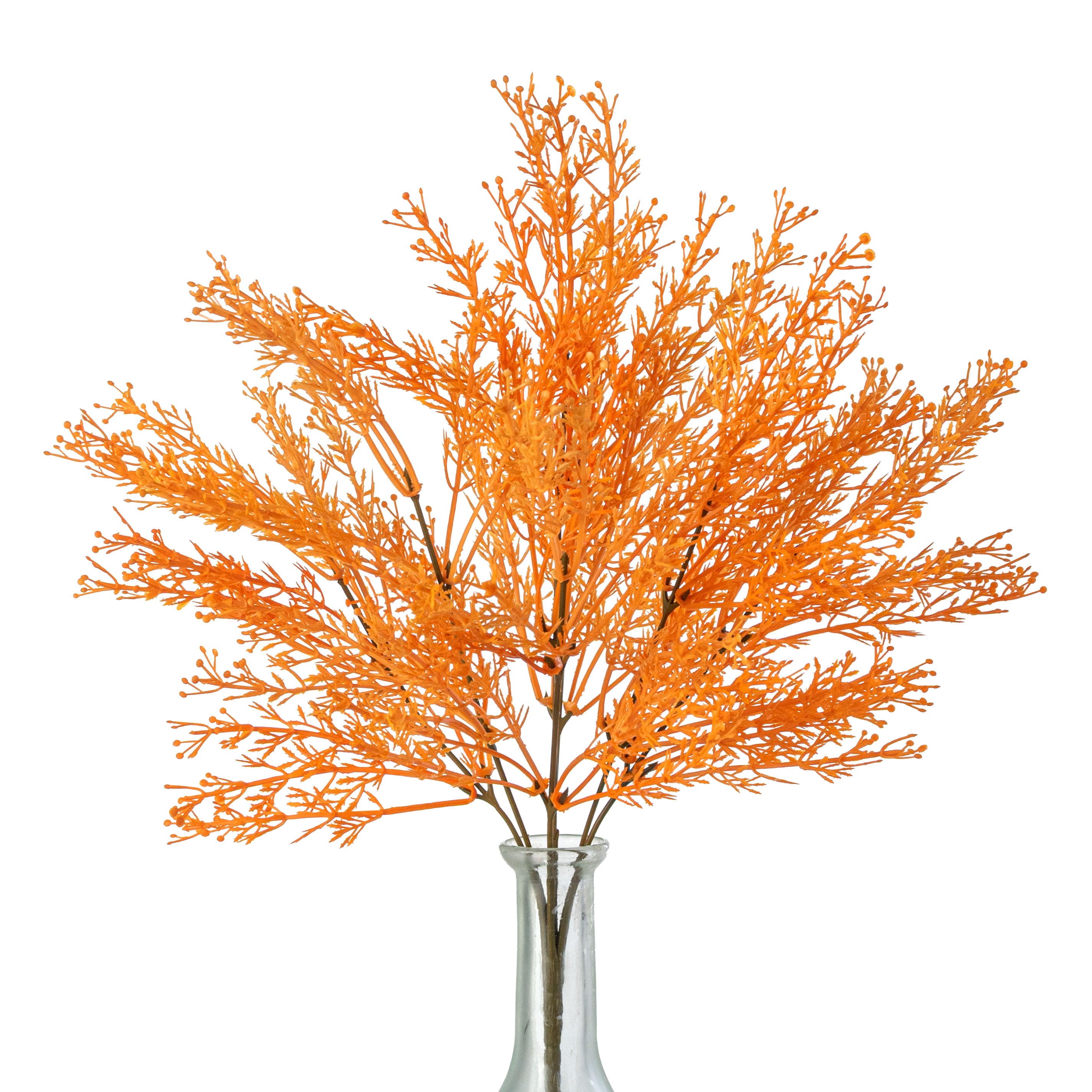 14" Seeded Grass Bush: Bright Orange (7 Stem)