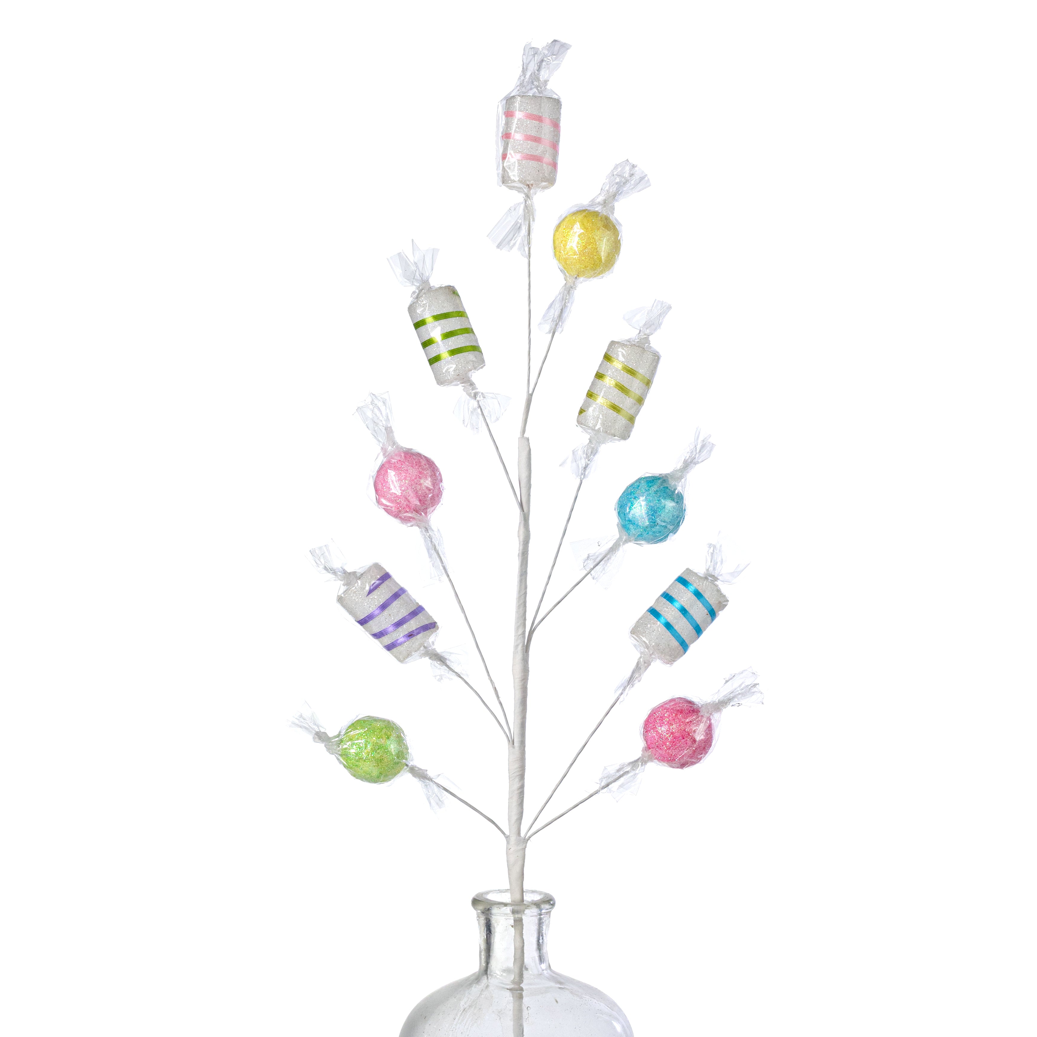 31" Glittered Wrapped Candy Spray