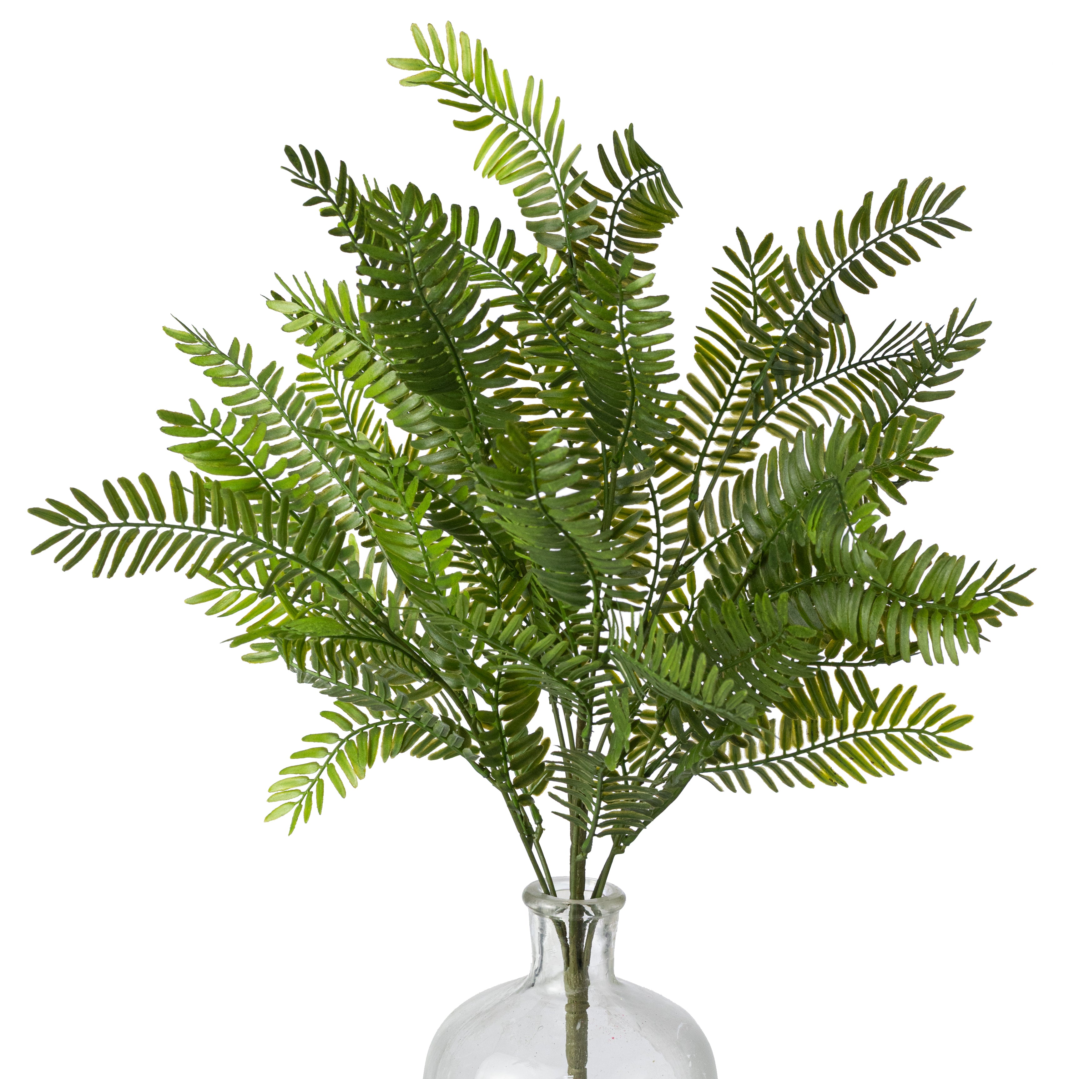 23" Soft Touch Plastic Fern Bush: Two Tone Green