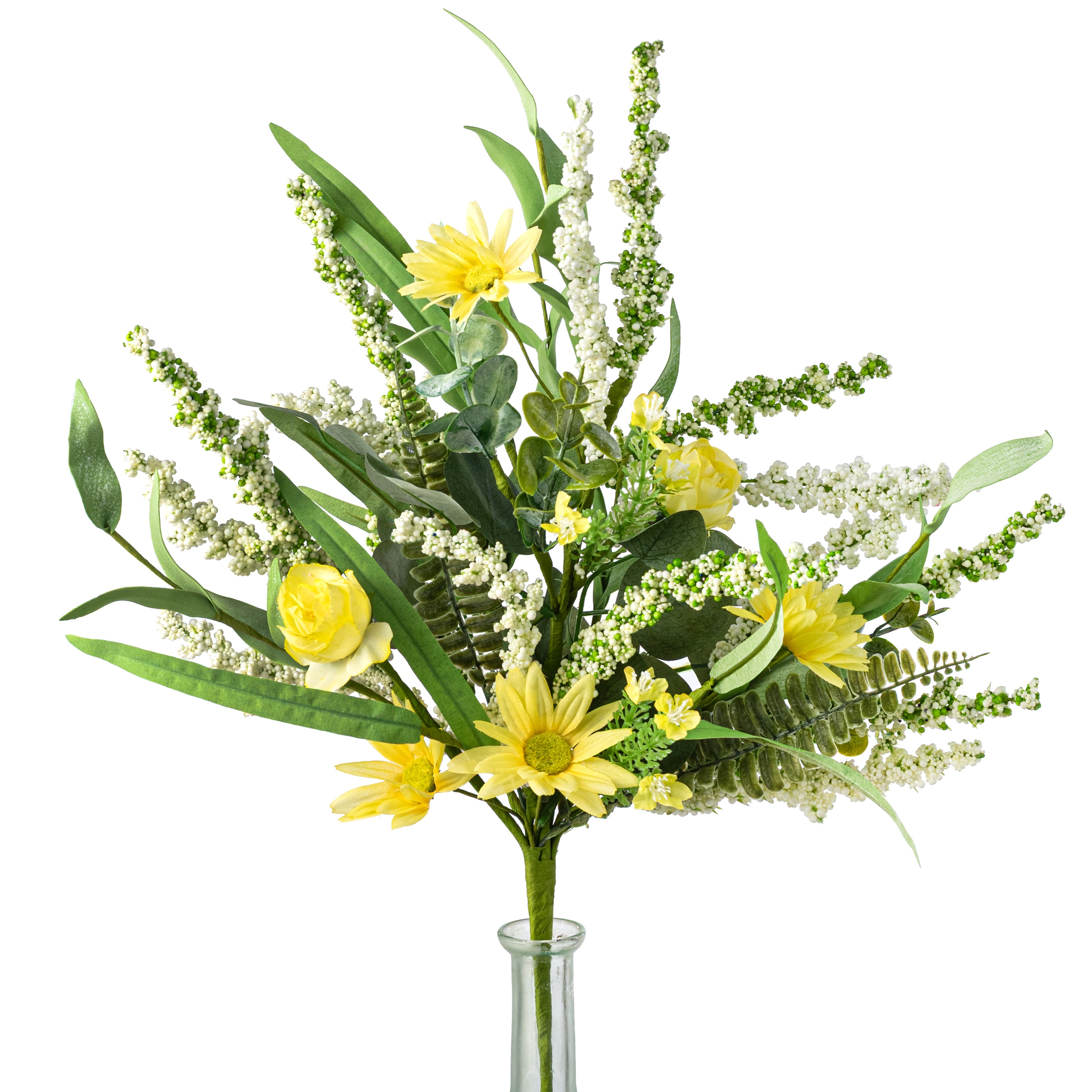 18" Mixed Heather & Daisy Bush: Yellow