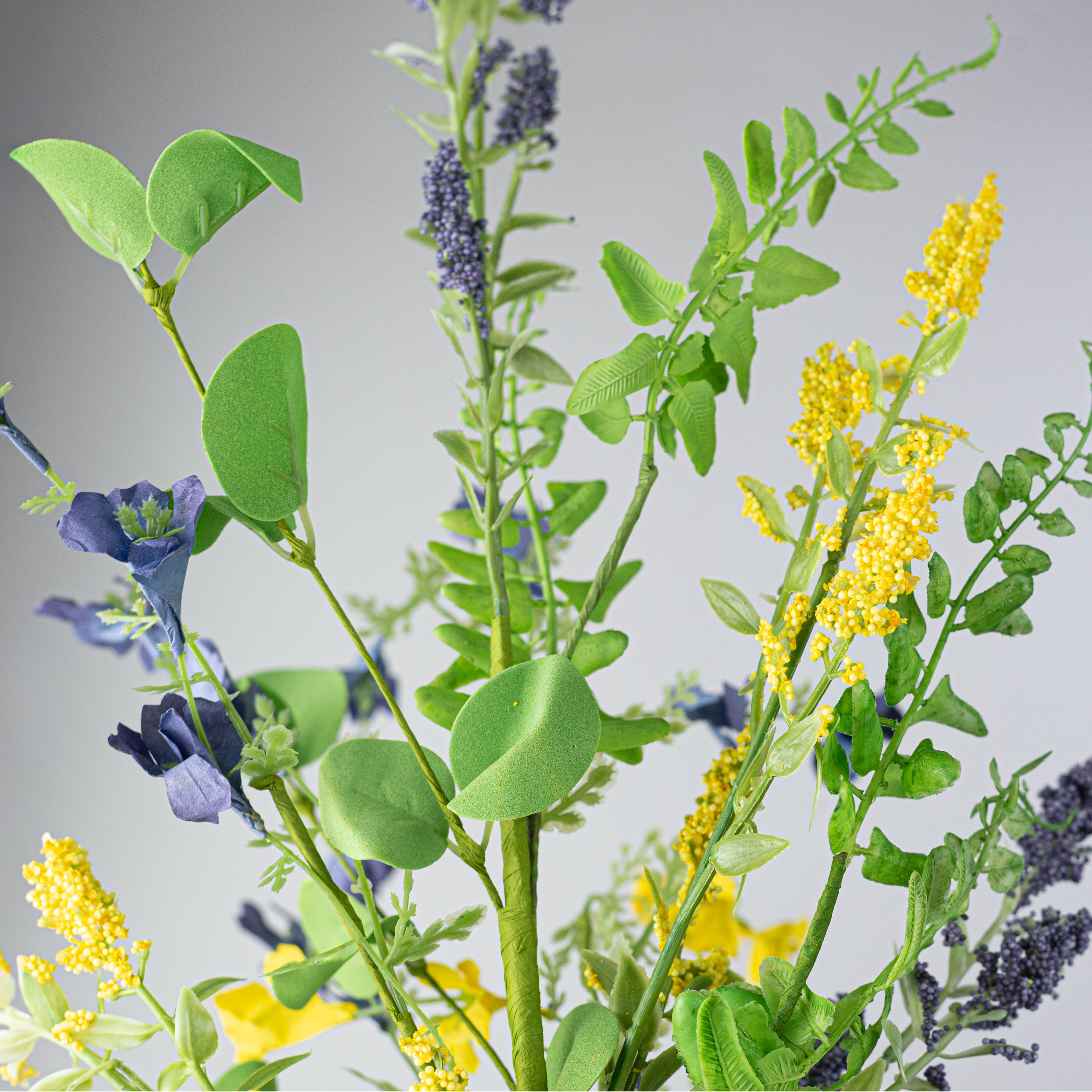 24" Mixed Wildflowers Spray: Yellow & Blue