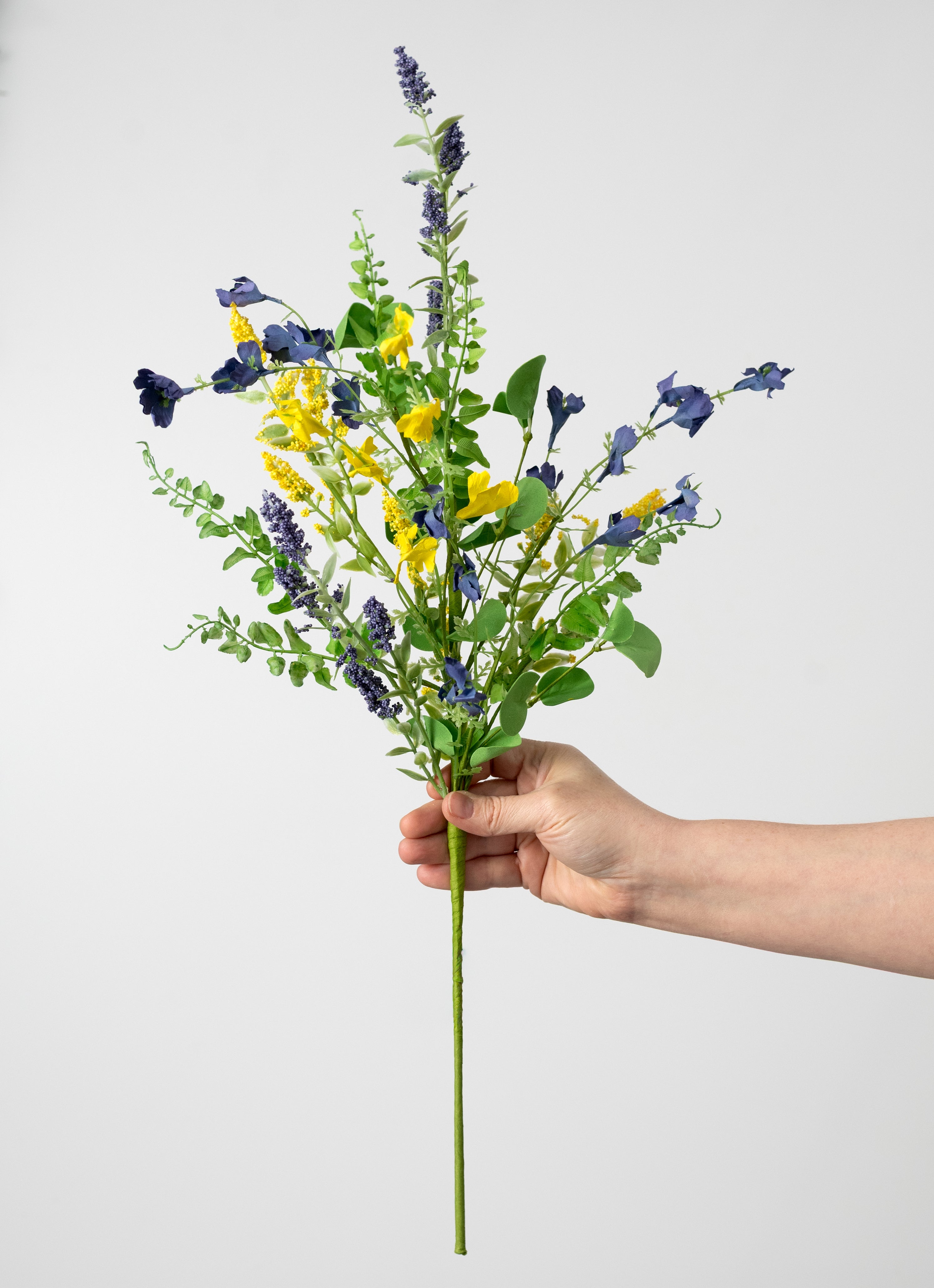 24" Mixed Wildflowers Spray: Yellow & Blue