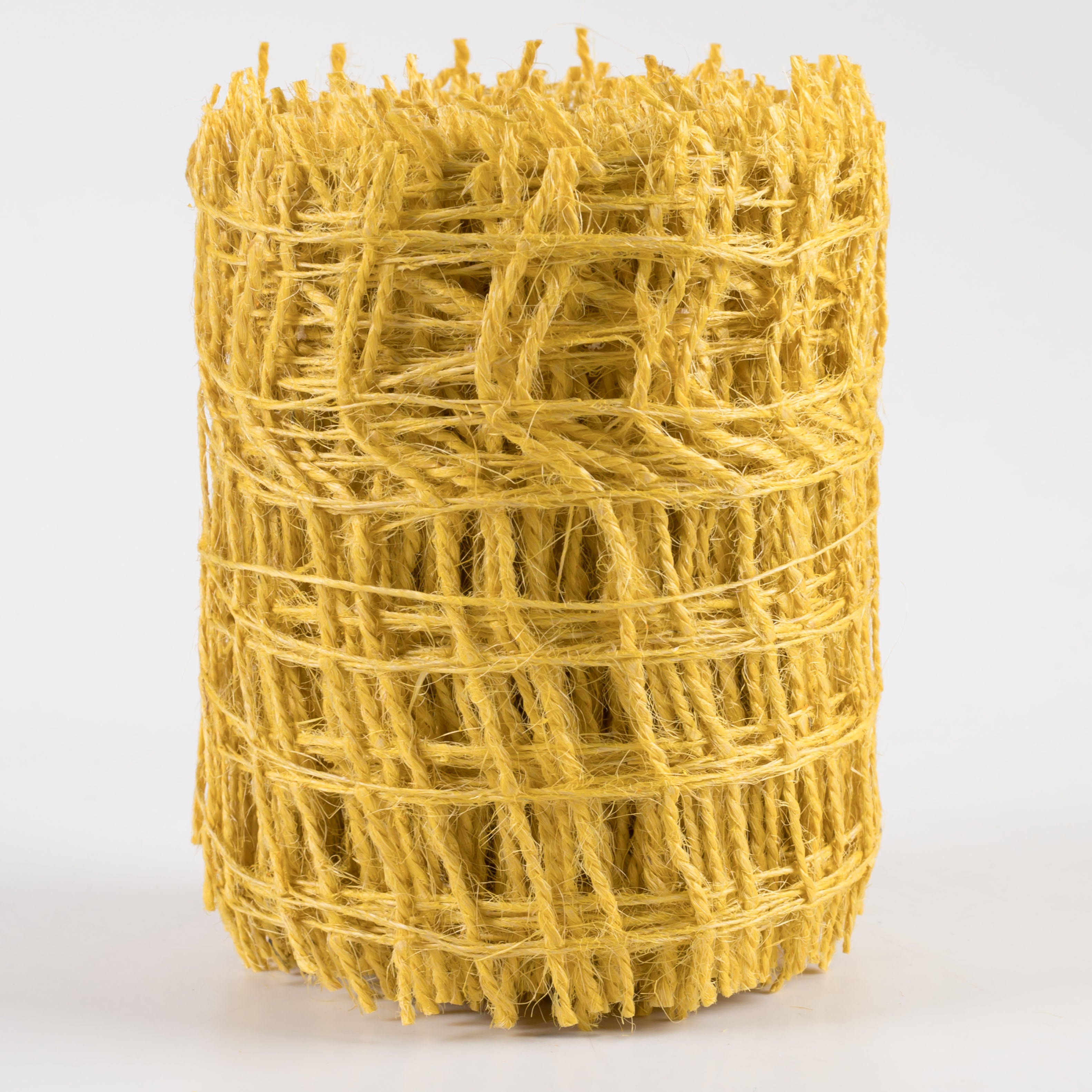 4" Jute Check Weave Ribbon: Sun Yellow (10 Yards)
