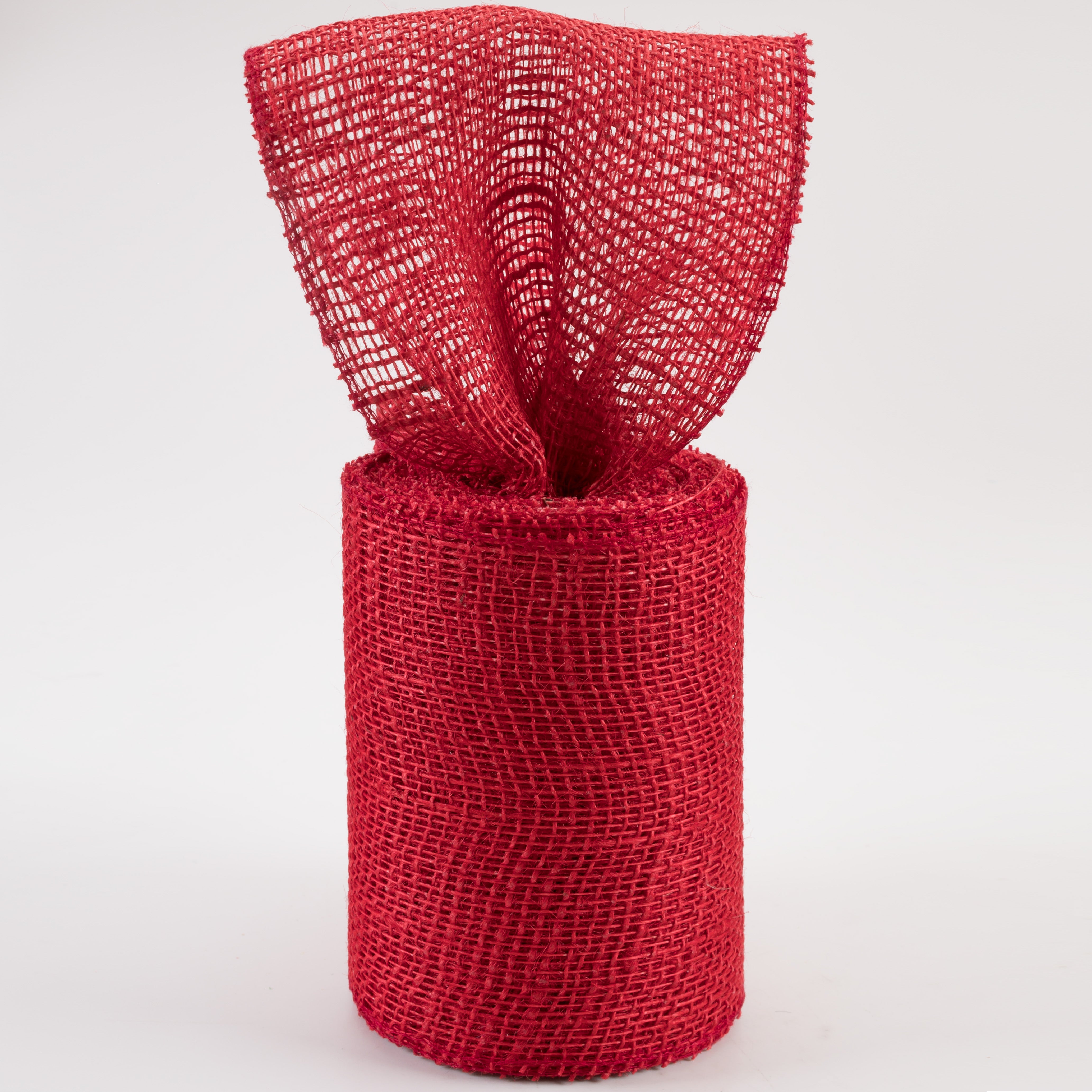 6" Jute Net Burlap Ribbon: Red (10 Yards)
