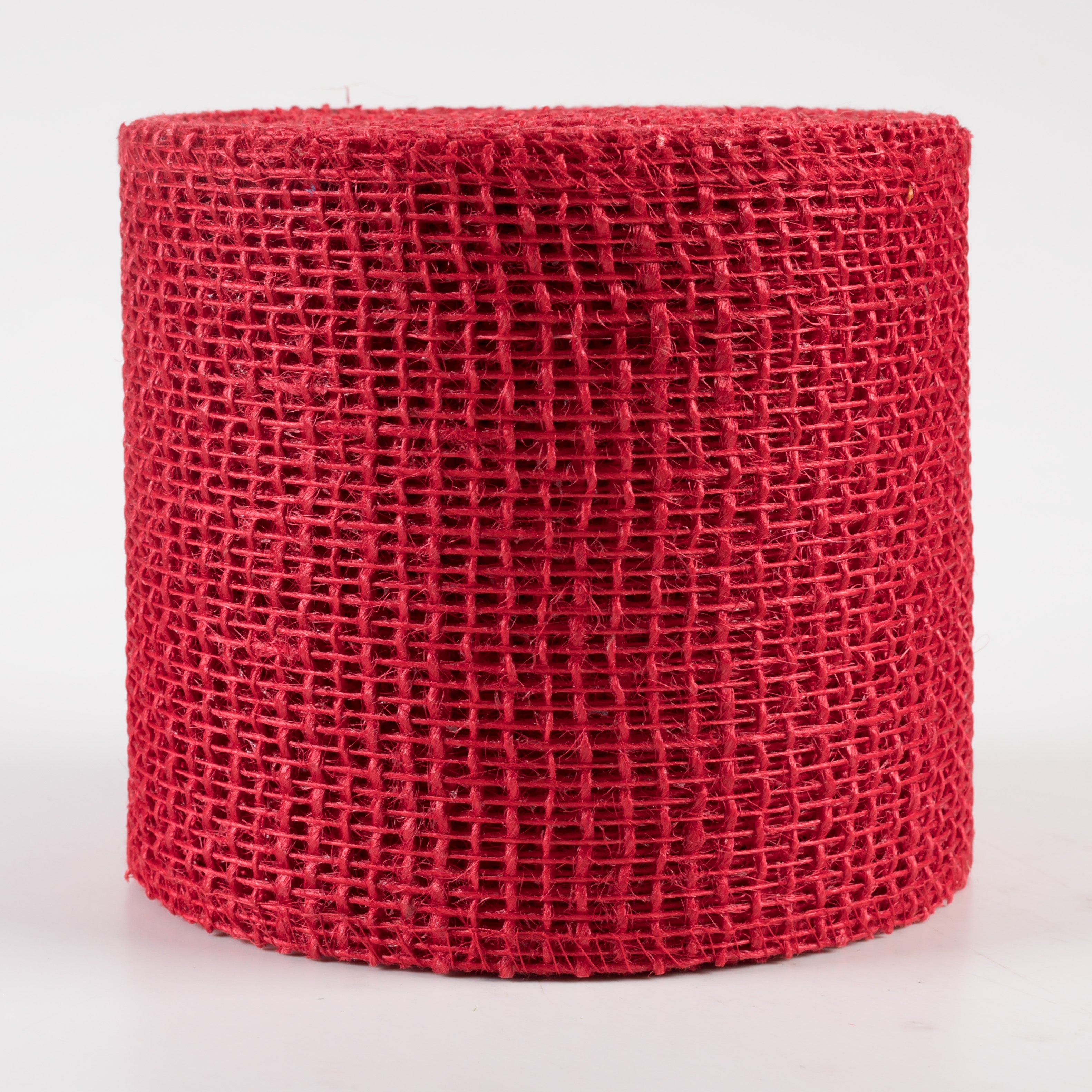 4" Jute Net Burlap Ribbon: Red (10 Yards)