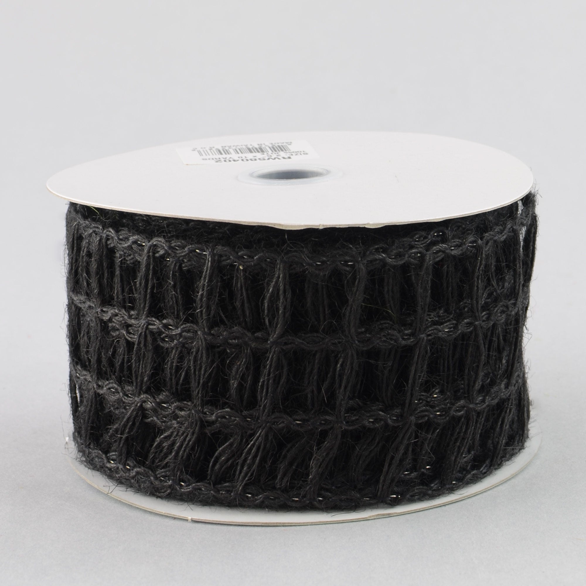 2.5" Jute Window Pane Mesh Ribbon: Black (10 Yards)