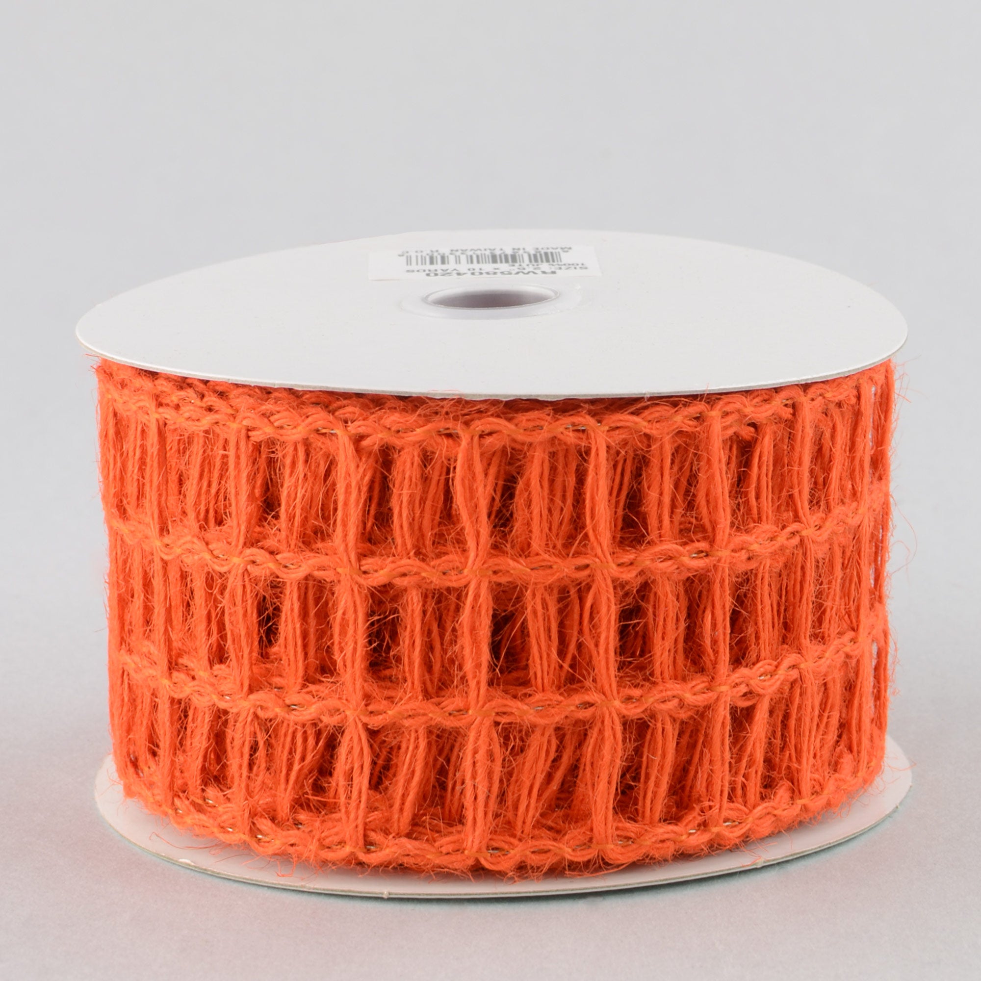 2.5" Jute Window Pane Mesh Ribbon: Orange (10 Yards)