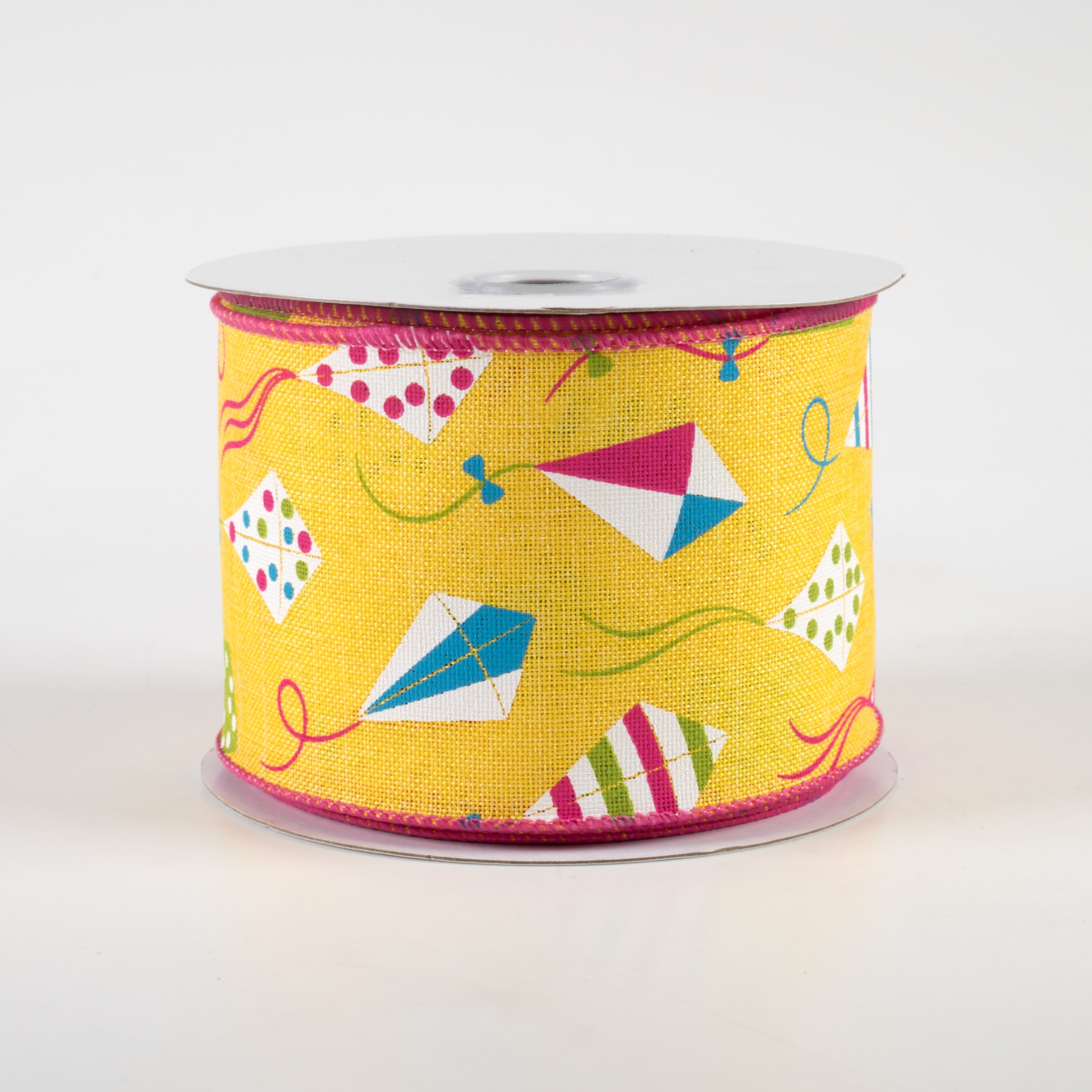 2.5" Kites Ribbon: Yellow, Lime, Fuchsia, Turquoise (10 Yards)