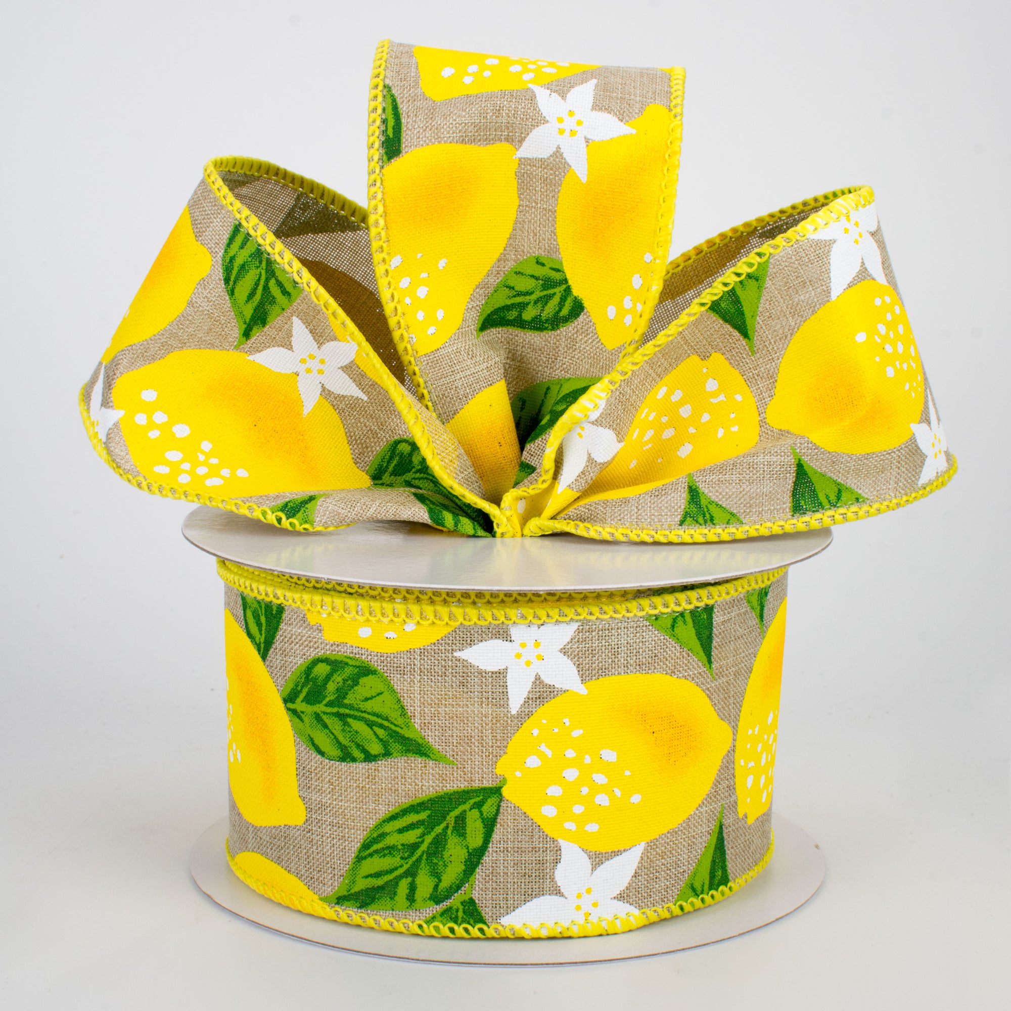 2.5" Lemons Ribbon: Natural (10 Yards)