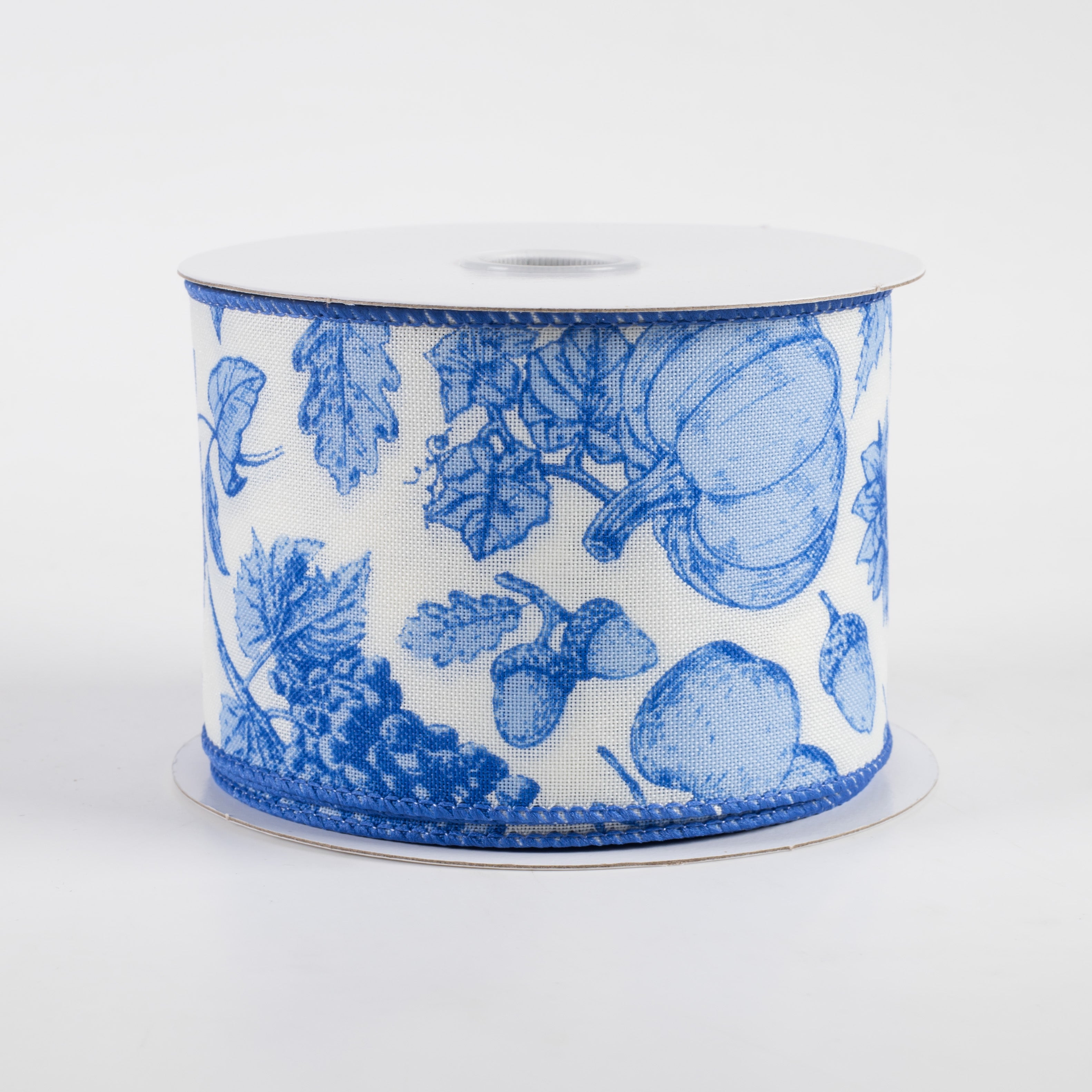 2.5" Linen Fall Toile Ribbon: Blue on Cream (10 Yards)