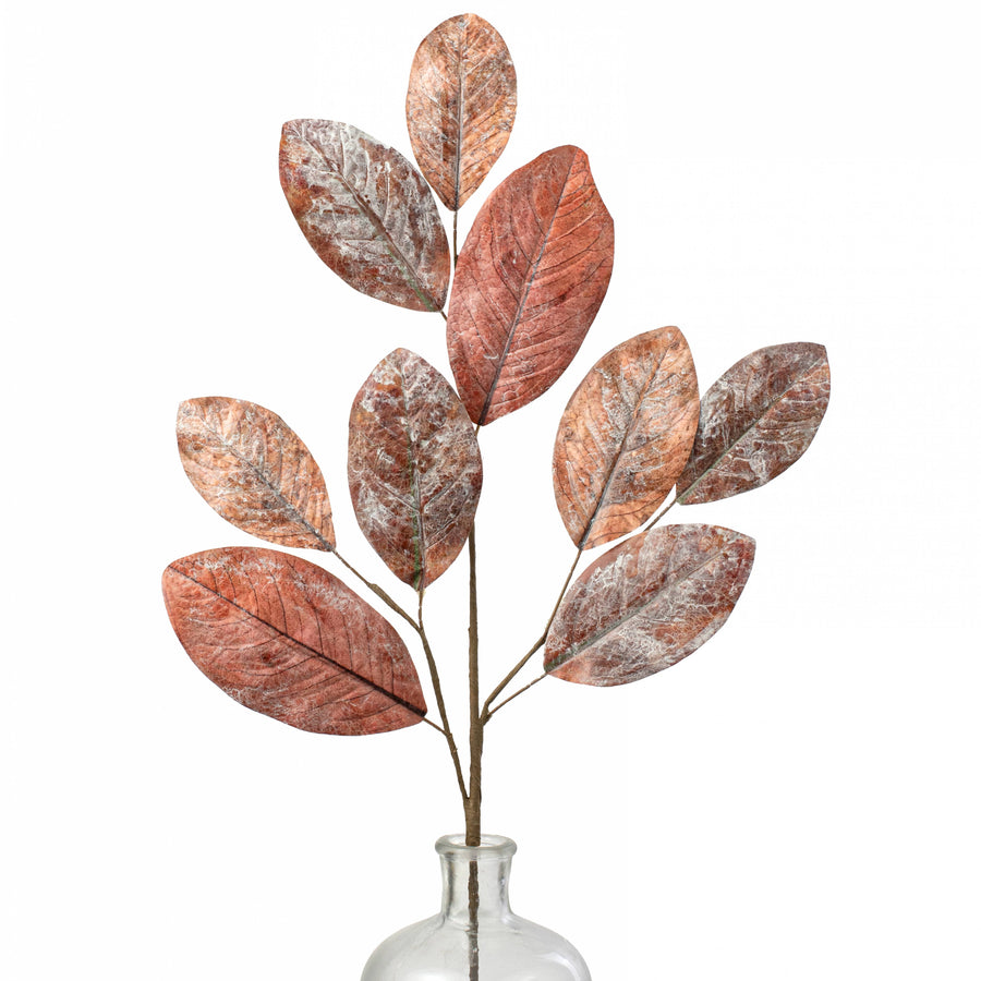 32" Magnolia Leaves Spray: Rust & Browns