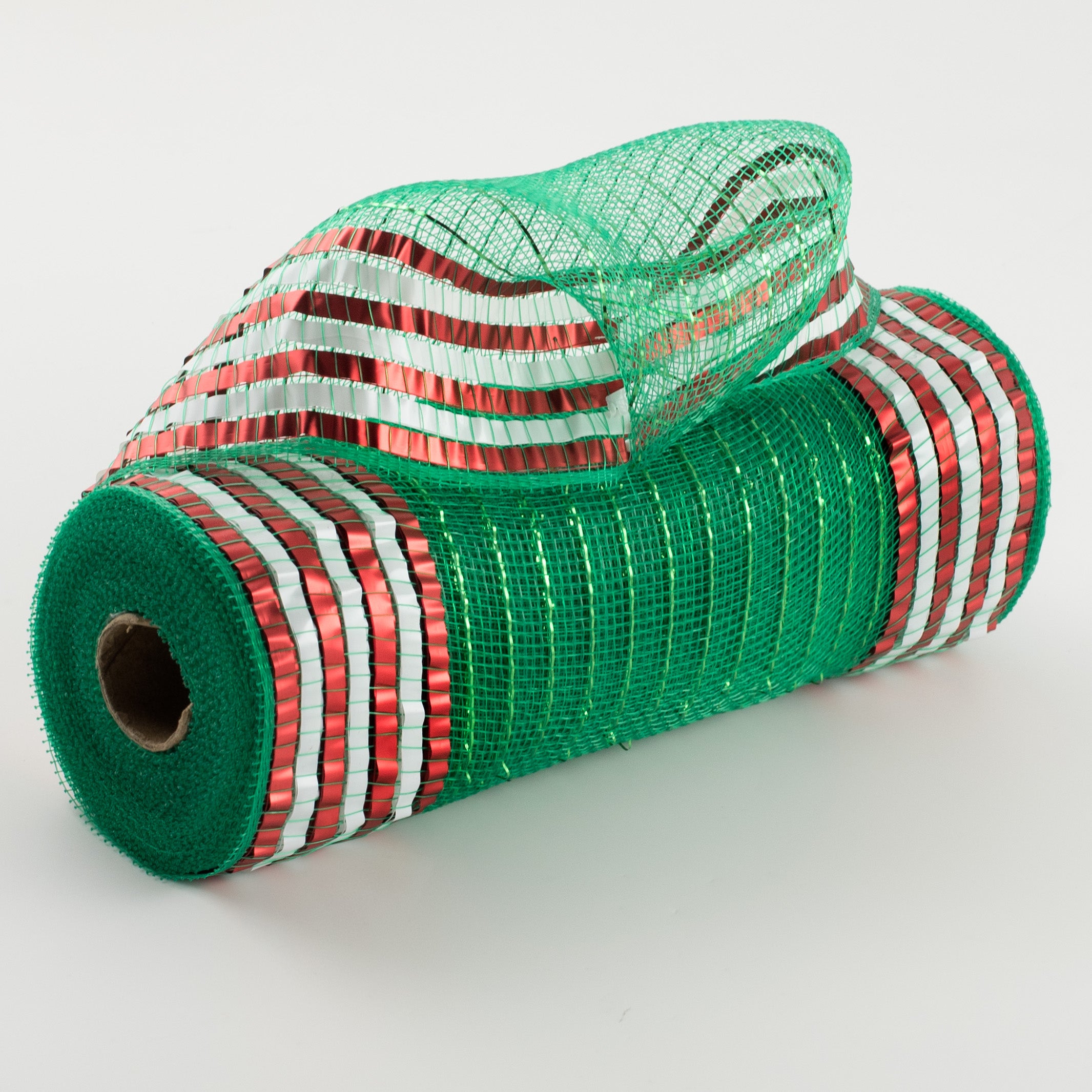 10" Matte XL Wide Foil Border Mesh: Emerald, Red, White