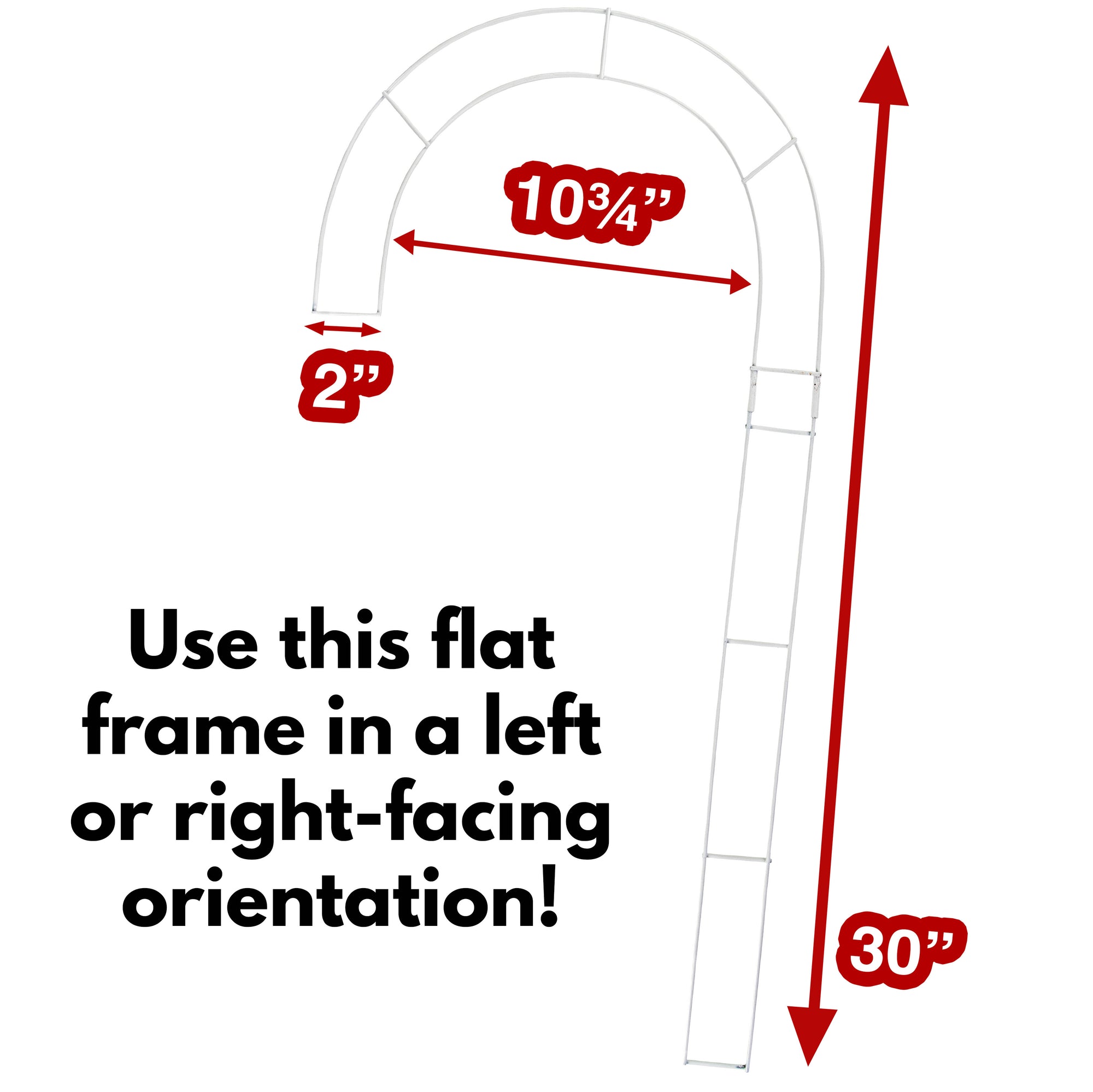 30" Metal Wire Candy Cane Form: White