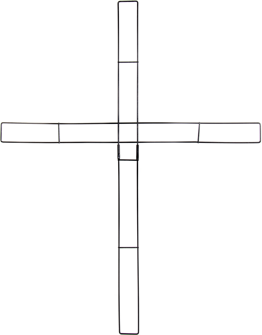 27" Metal Wire Cross Form: Black