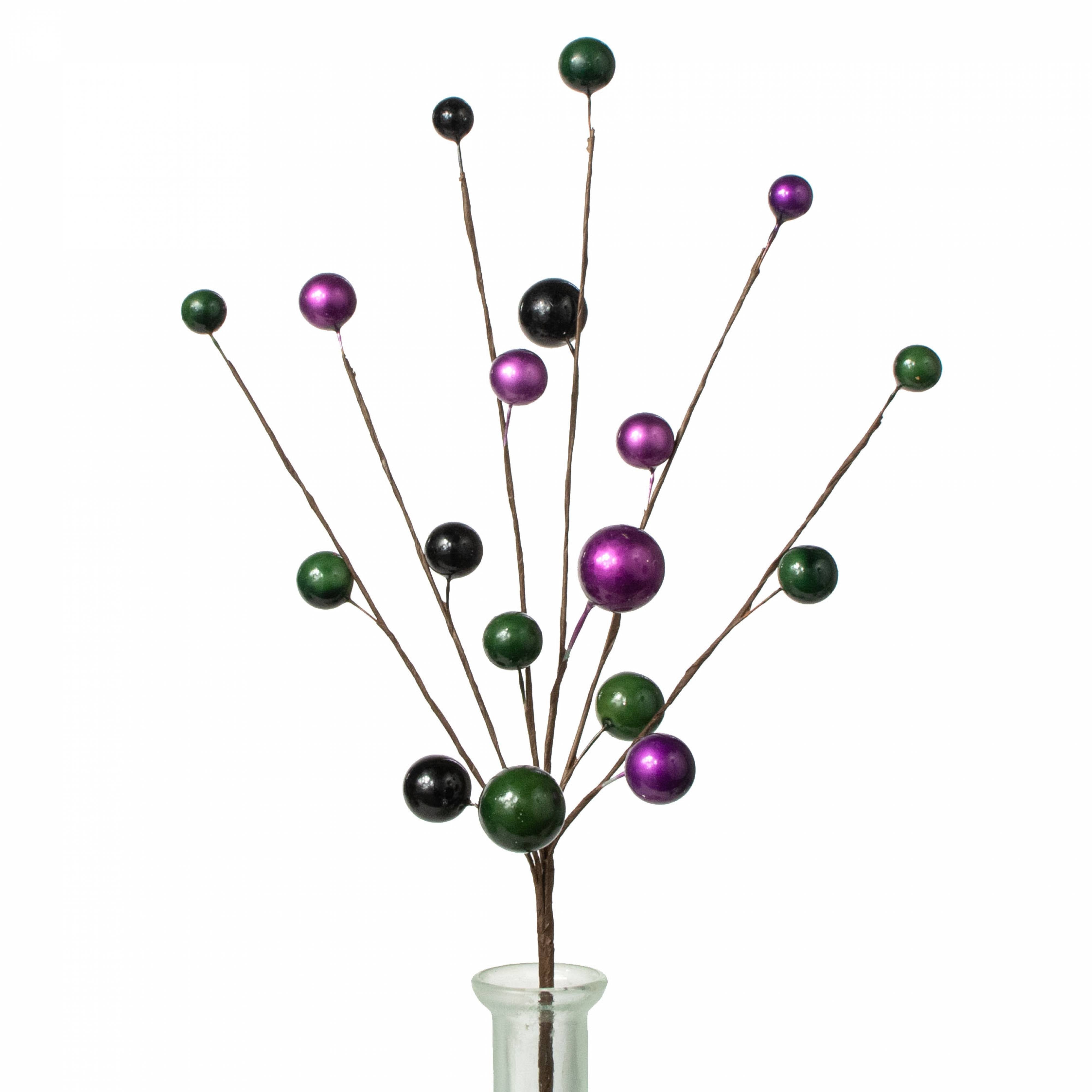 16" Metallic Balls Spray: Black, Green & Purple