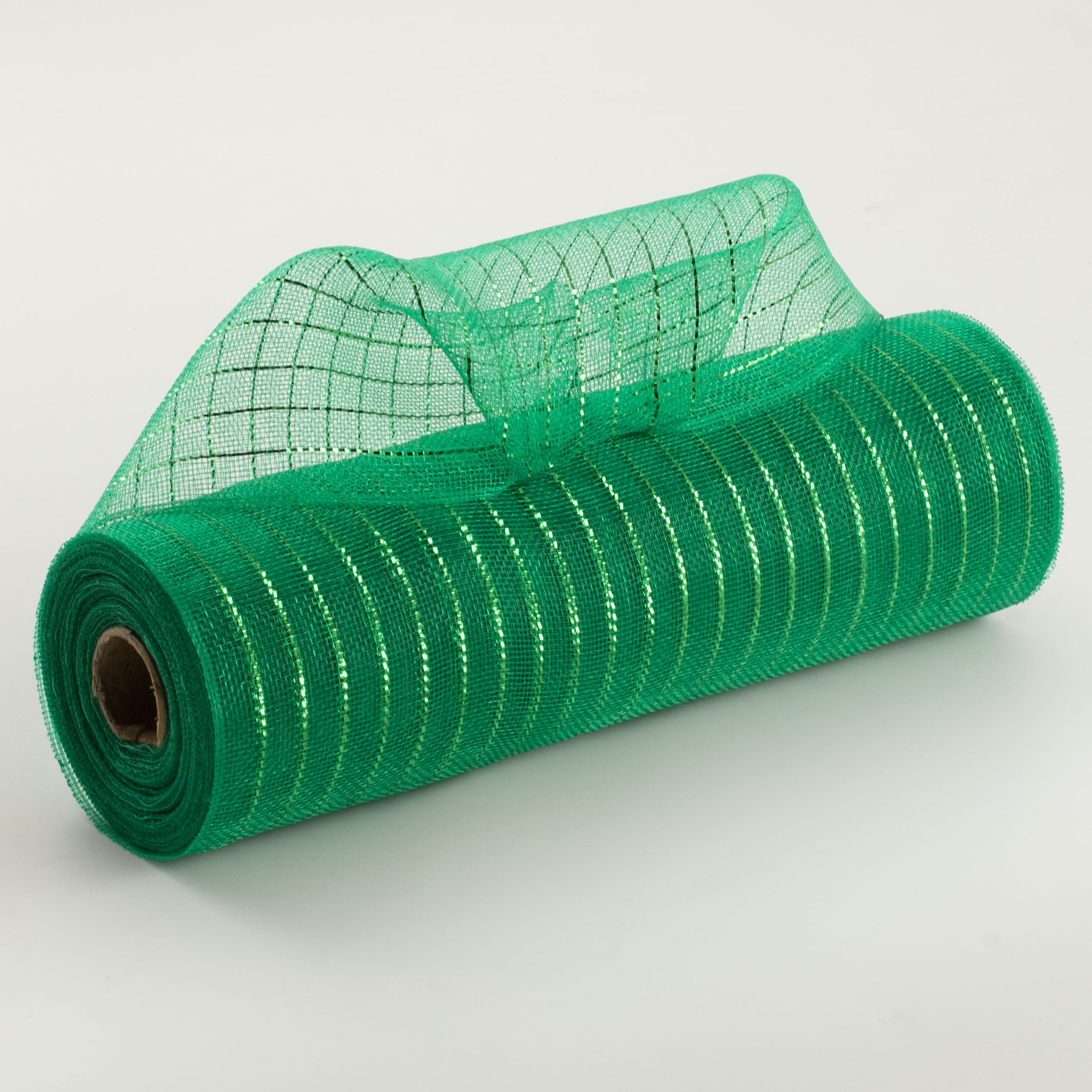 10" Metallic Fine Weave Deco Mesh: Emerald Green
