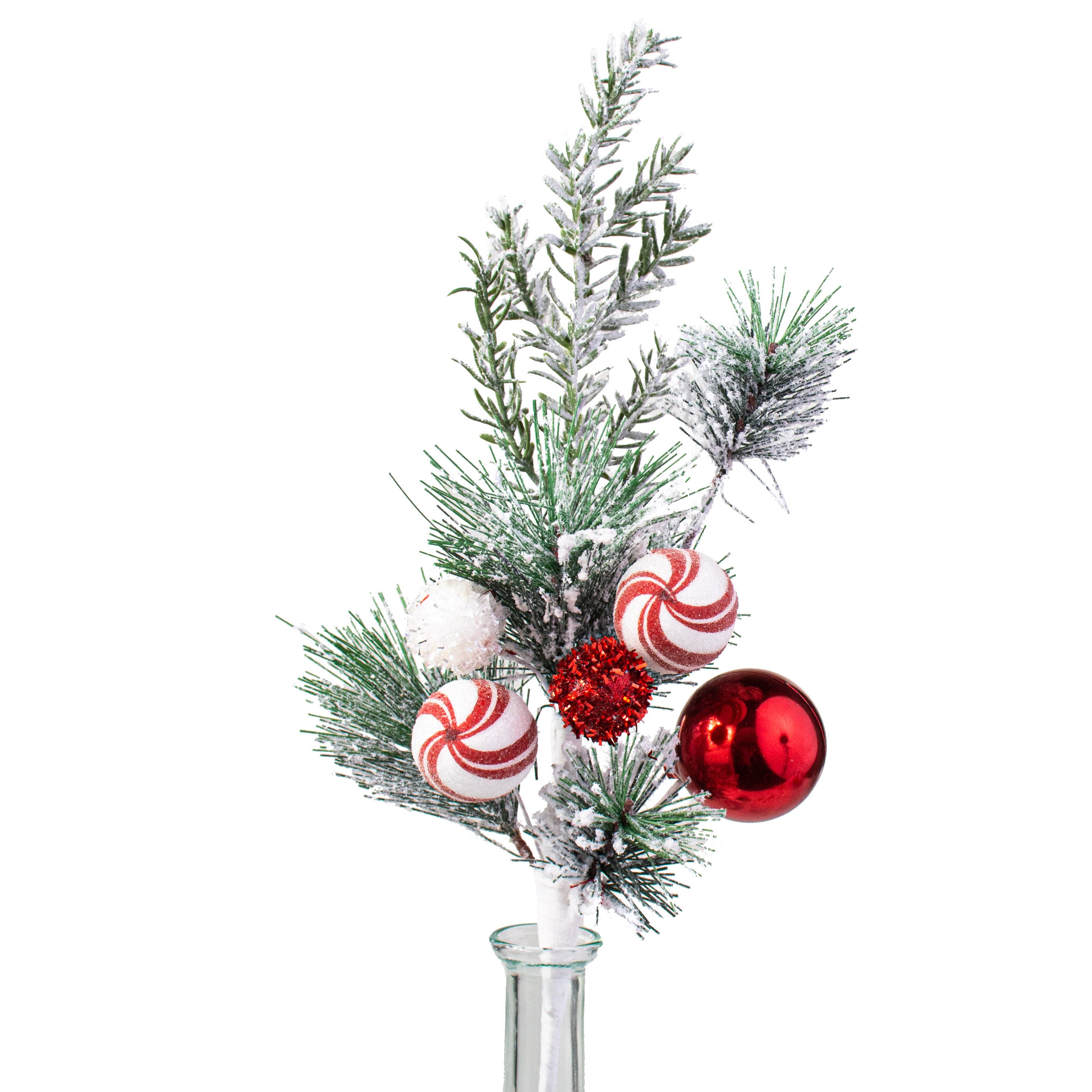 16" Peppermint Ball Pine Pick
