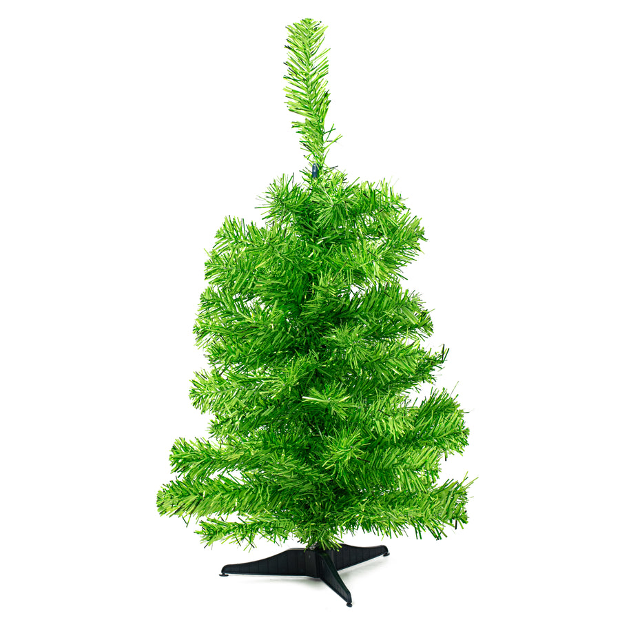 2' Pine Tinsel Tree: Metallic Green