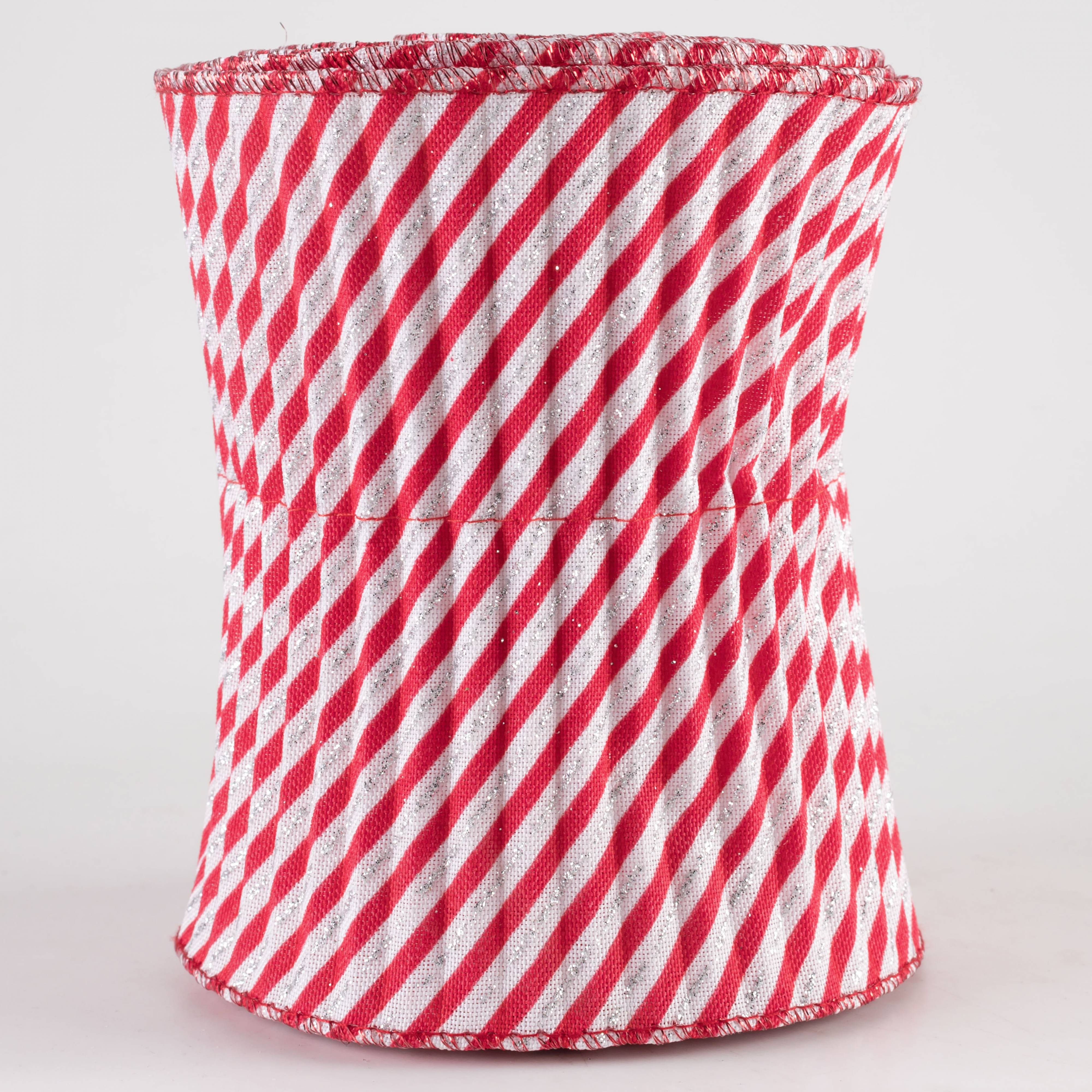 5" Pleated Stripe Ribbon: Red & White Candy Cane (5 Yards)