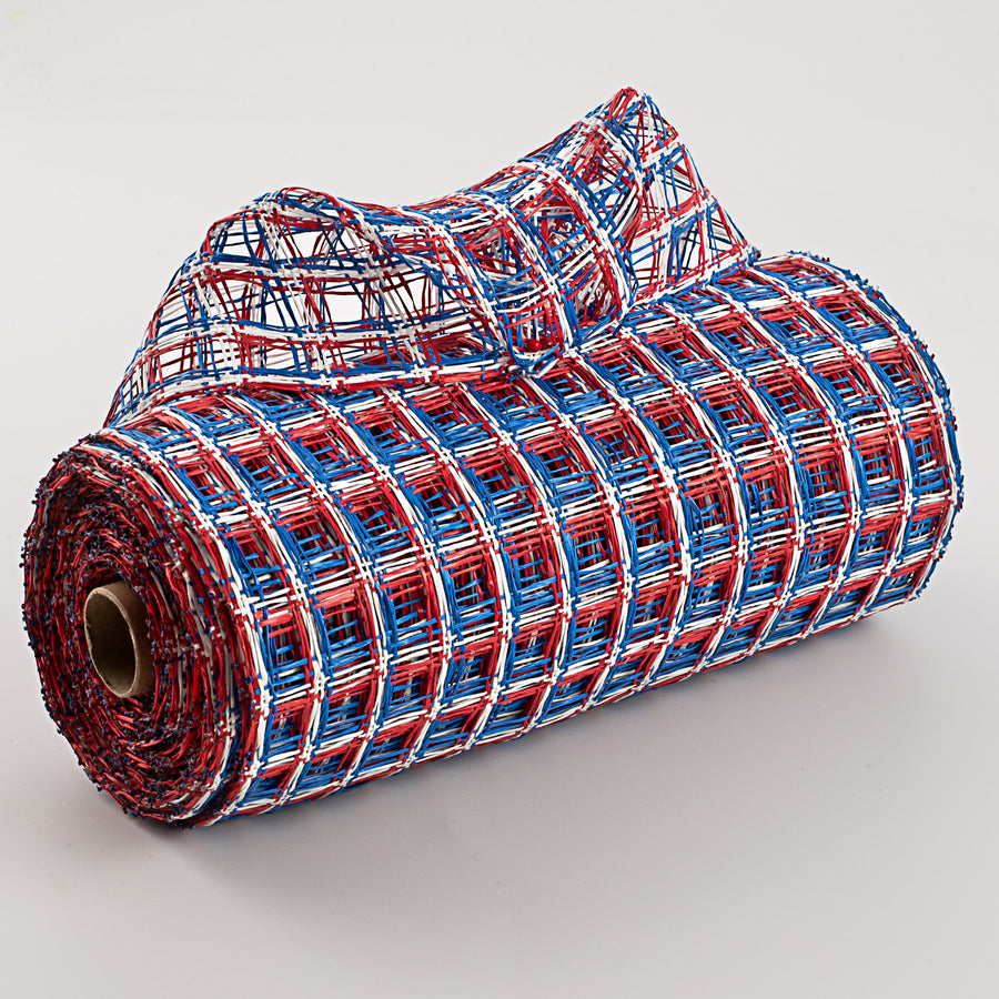 10" Poly Burlap Check Mesh: Red, White, Blue