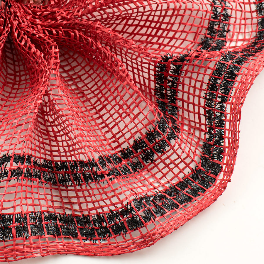 10" Poly Burlap Tinsel Border Mesh: Red & Black