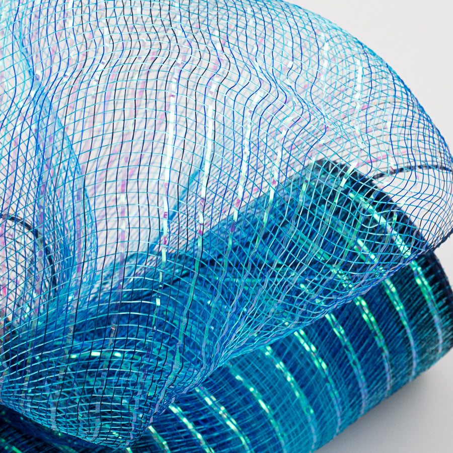 10" Poly Deco Mesh: Blue Iridescent Ombré