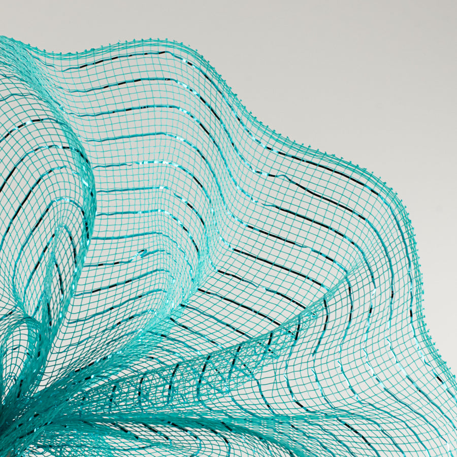 10" Poly Deco Mesh: Metallic Aqua/Dark Turquoise