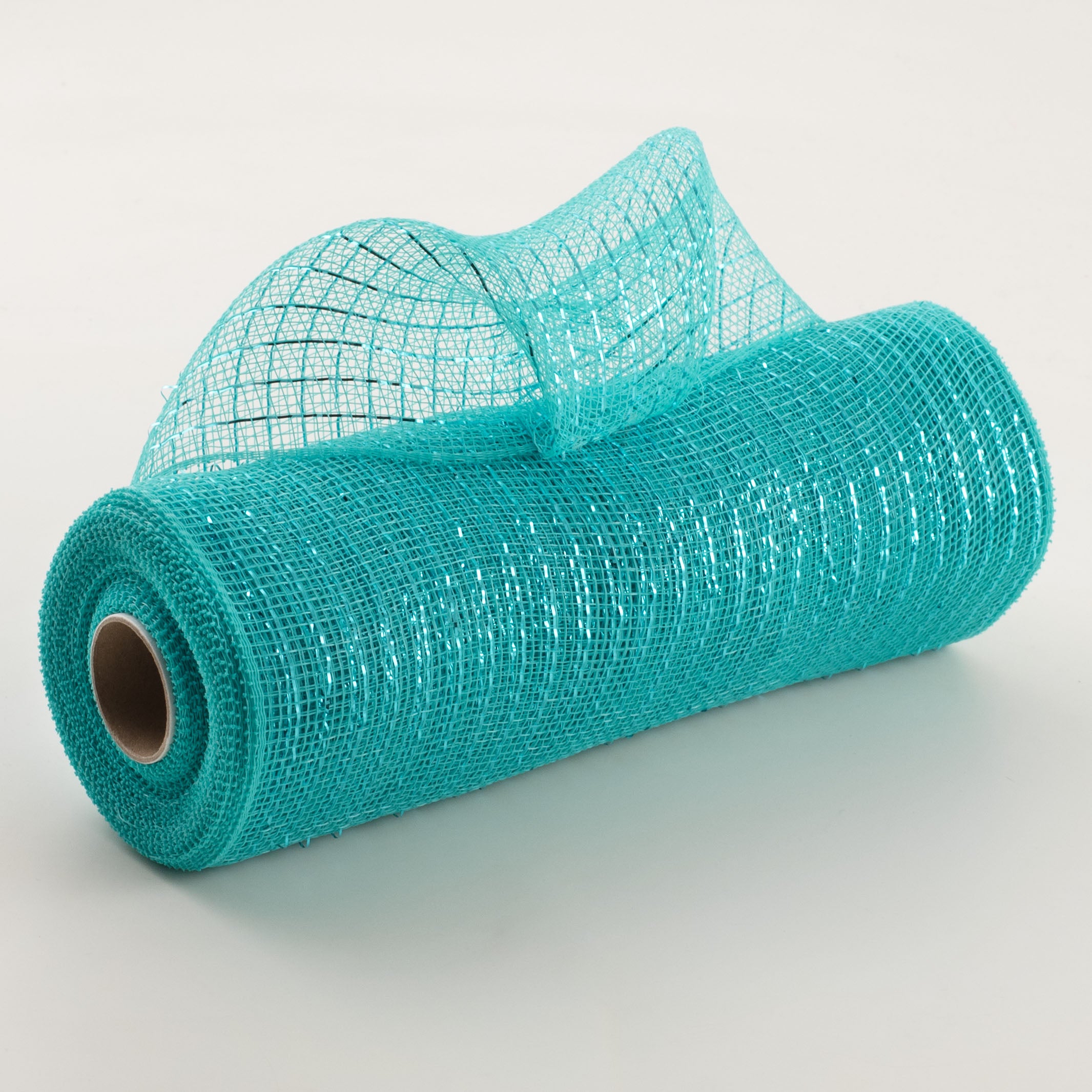 10" Poly Deco Mesh: Metallic Aqua/Dark Turquoise