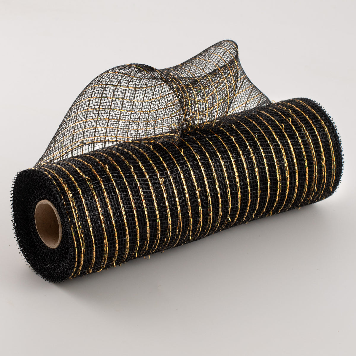 10" Poly Deco Mesh: Metallic Black/Gold