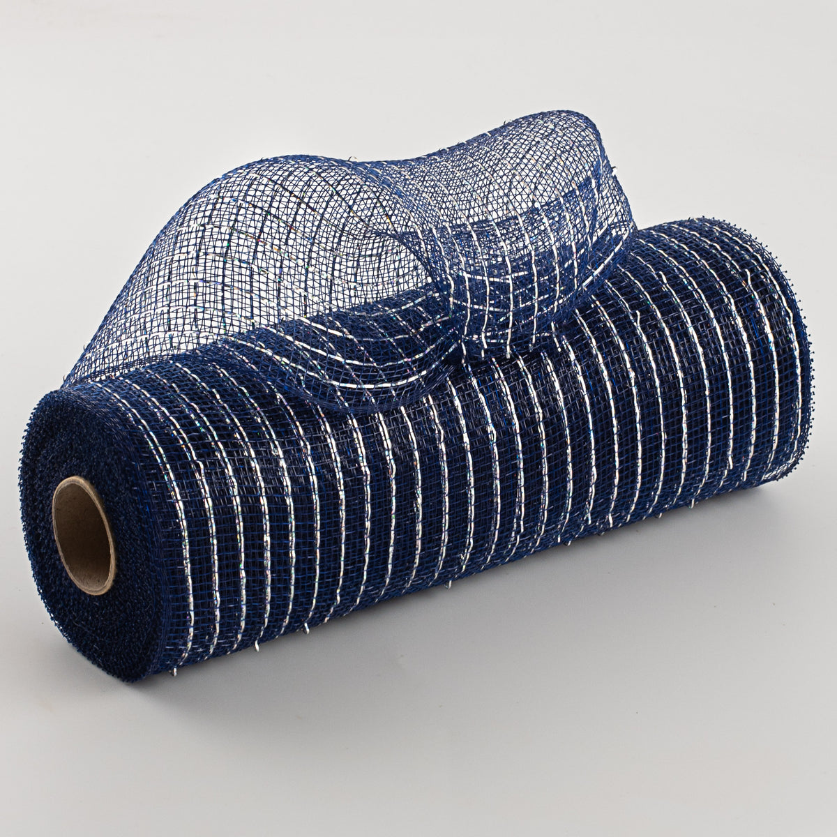10" Poly Deco Mesh: Metallic Navy/Silver