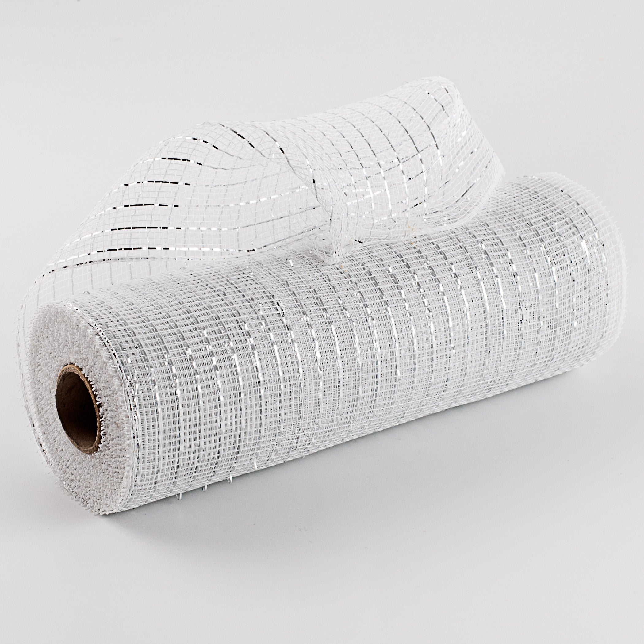 10" Poly Deco Mesh: Metallic White/Silver