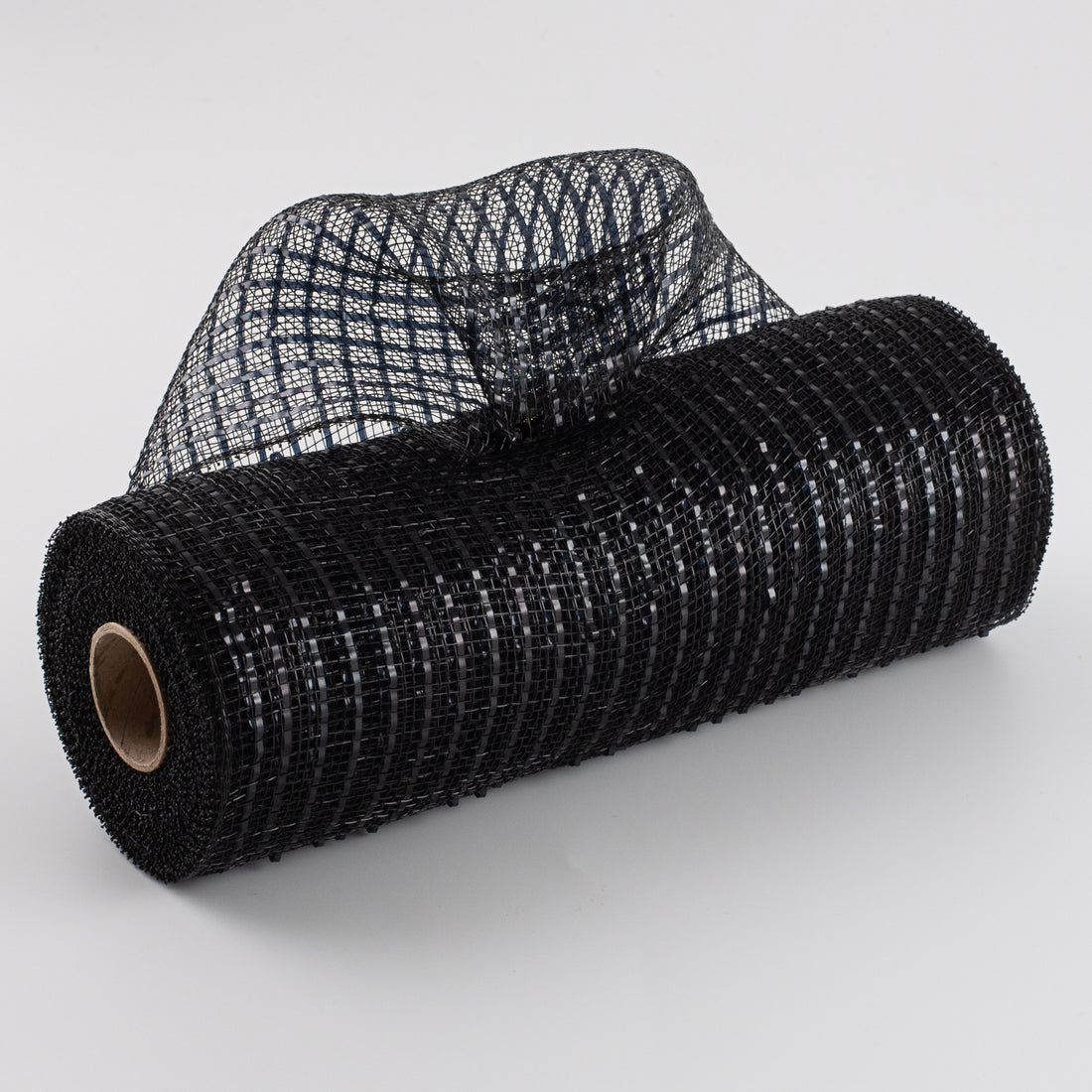 10" Poly Deco Mesh: Wide Foil Metallic Black