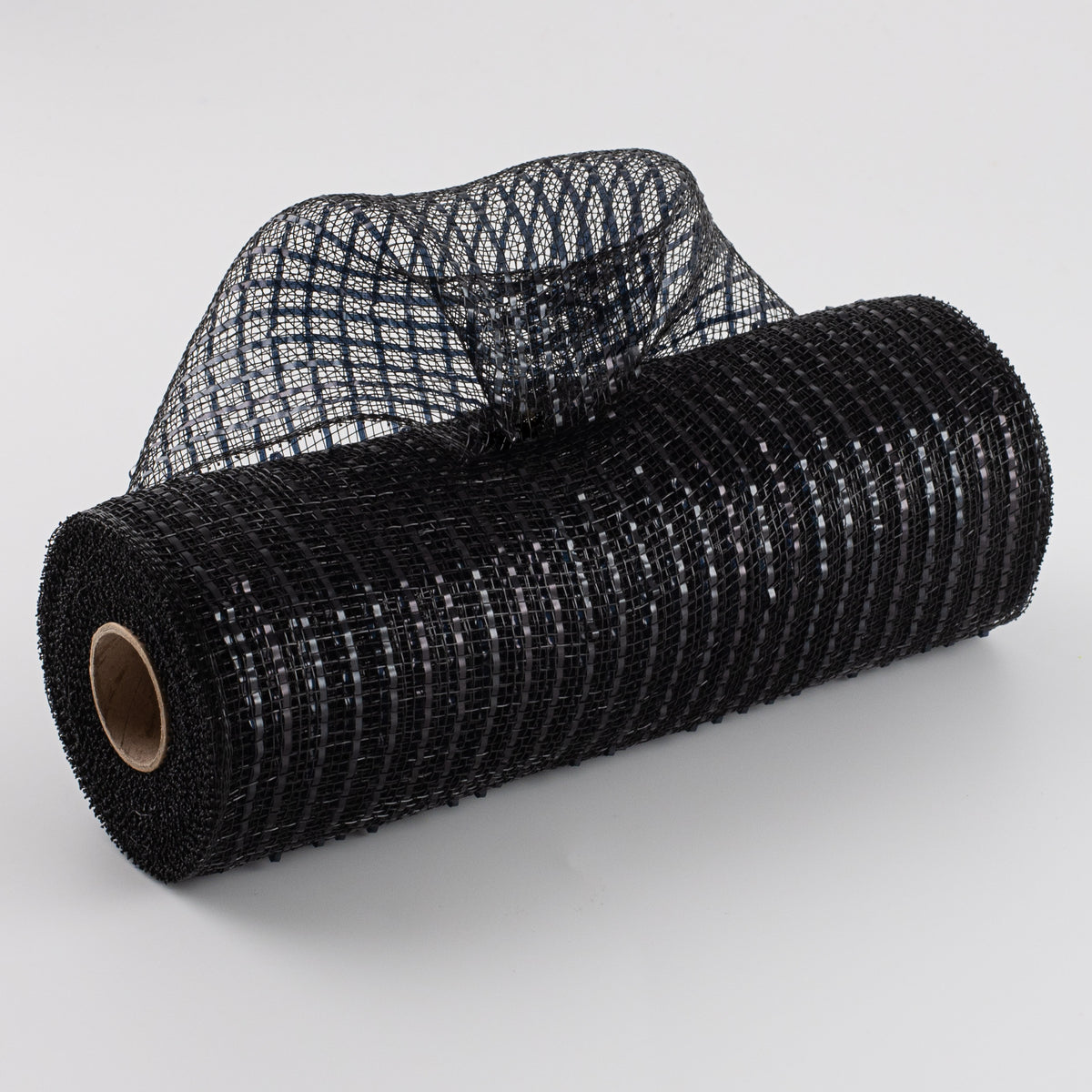 10" Poly Deco Mesh: Wide Foil Metallic Black