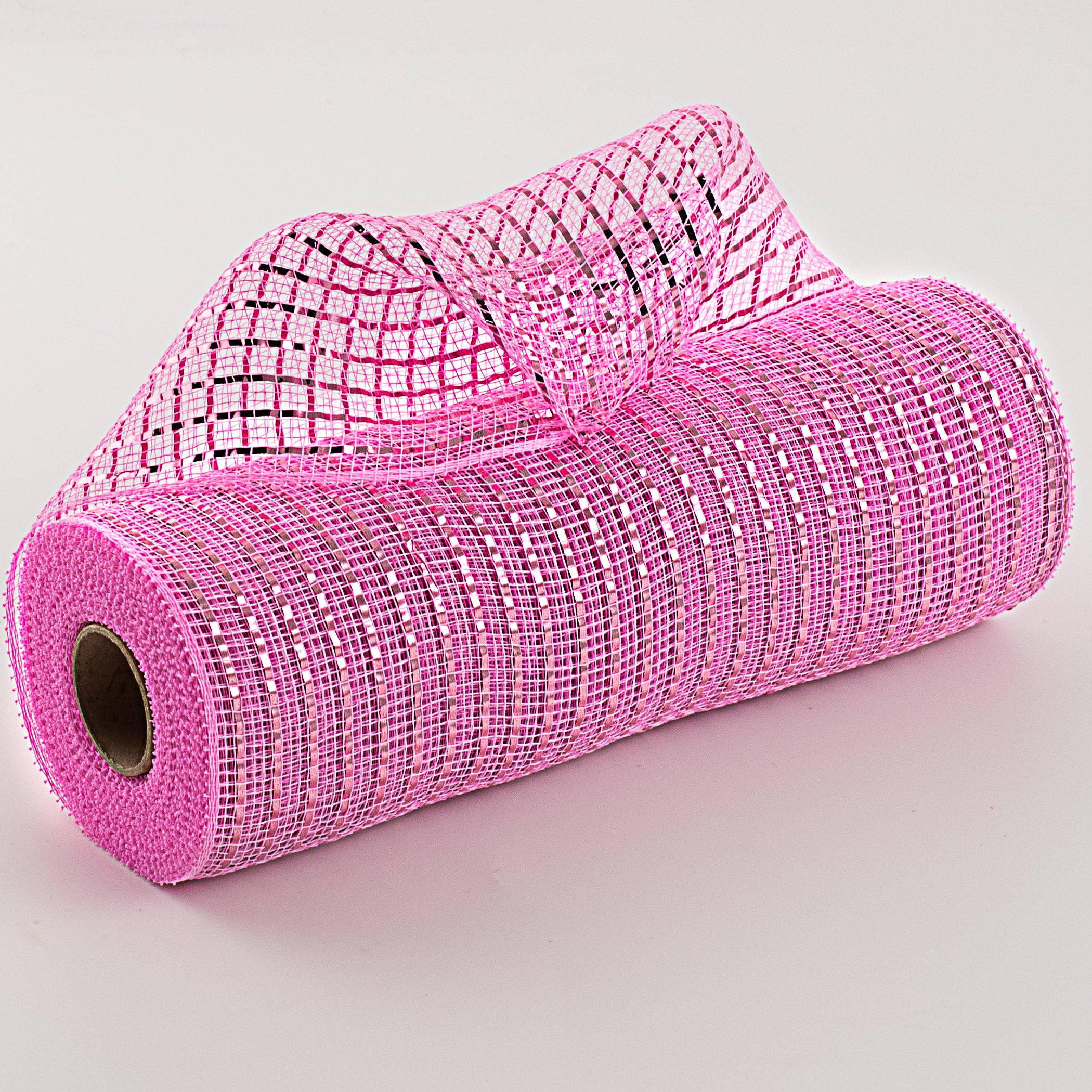 10" Poly Deco Mesh: Wide Foil Metallic Pink