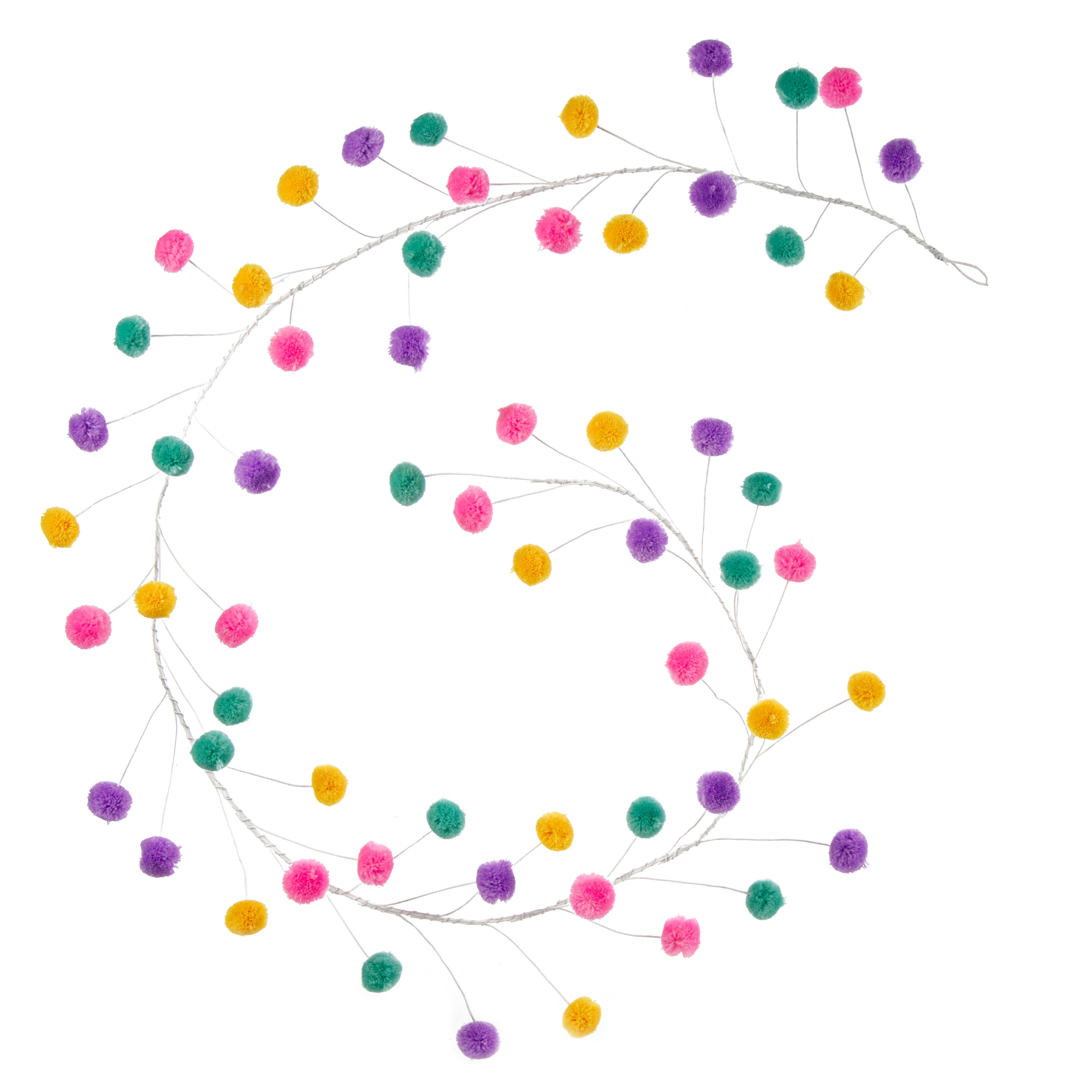 5' Pom Pom Wire Garland: Pastel Candy Hues
