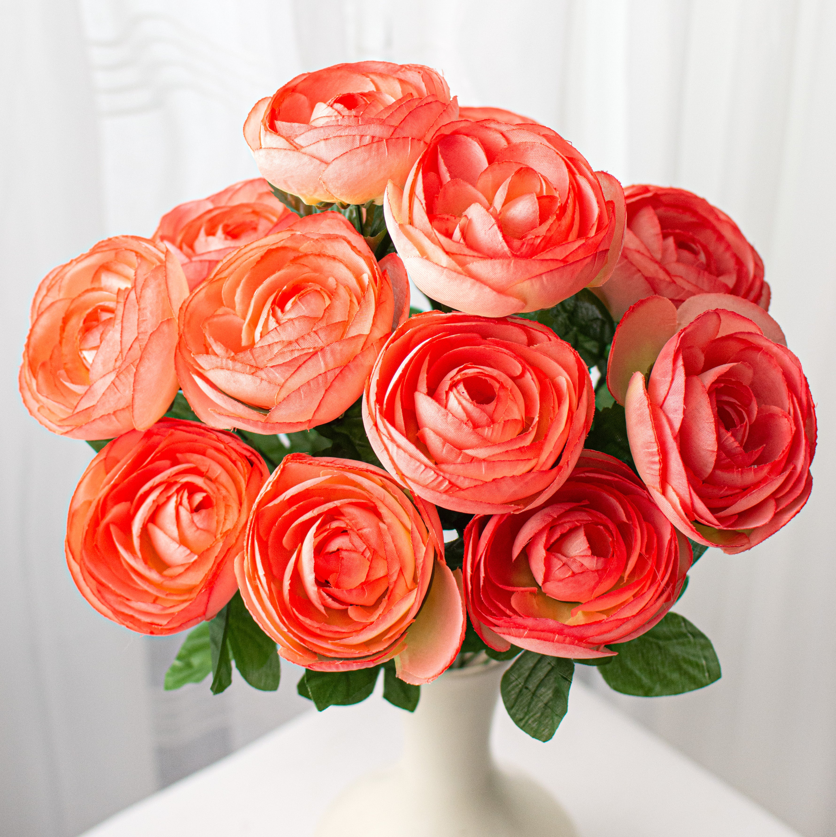 20" Ranunculus Bush: Coral Orange (12 Stem)