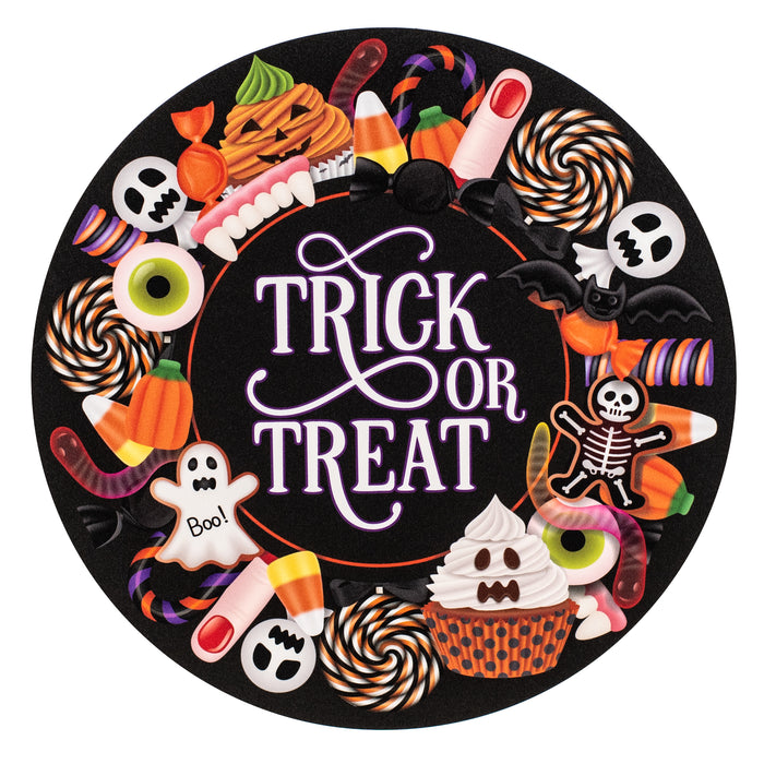 10.5" Round Waterproof Sign: Trick or Treat Candy