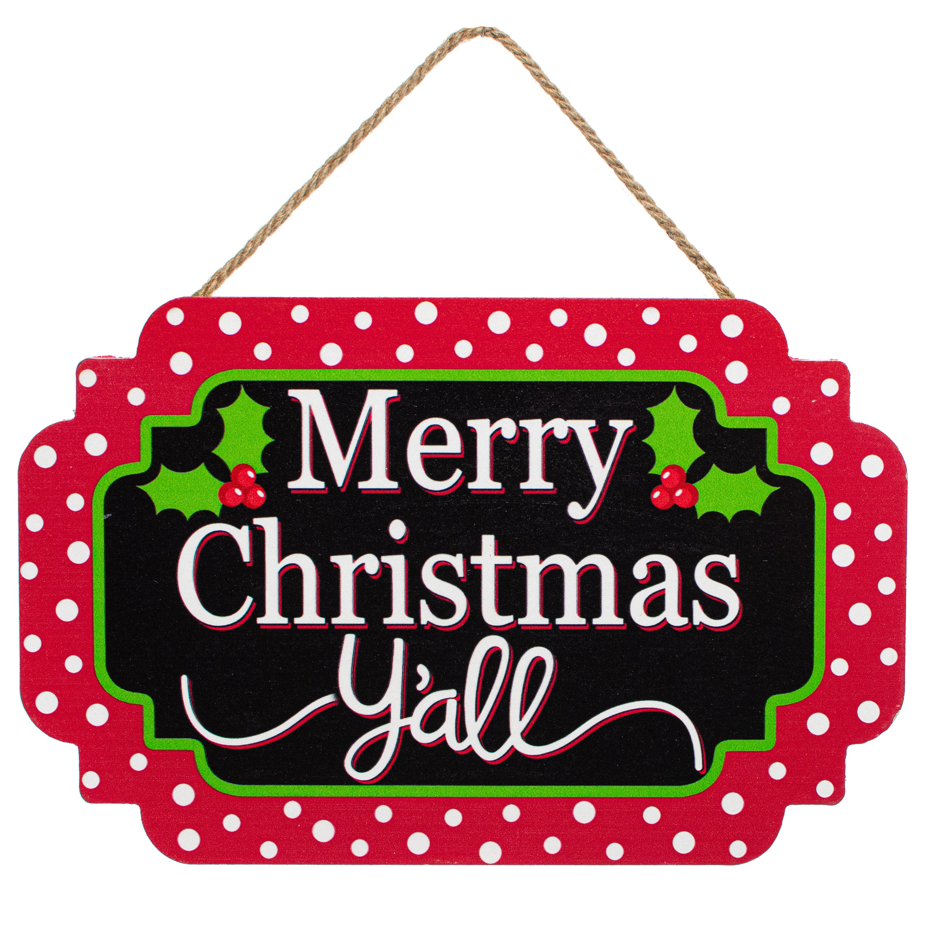 12" Scalloped Wooden Sign: Merry Christmas Y'all