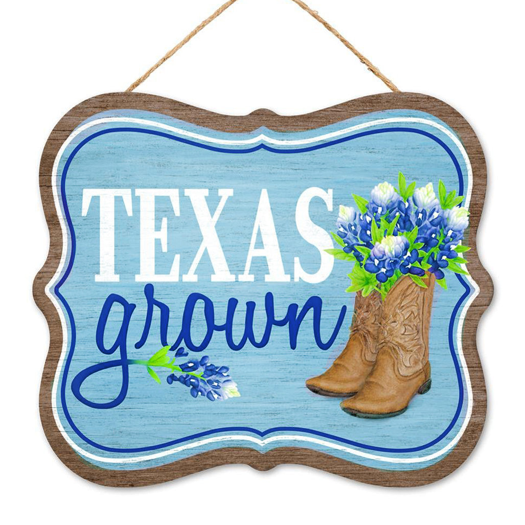 10" Scalloped Wooden Sign: Texas Grown