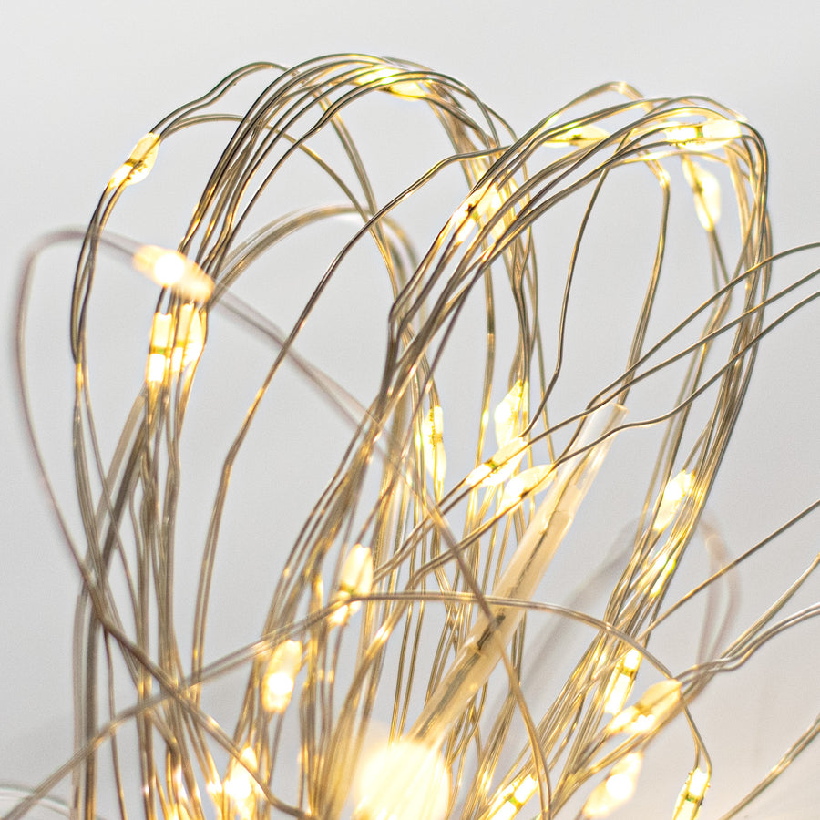 16' Silver Wire Mini LED Warm White Lights (40)